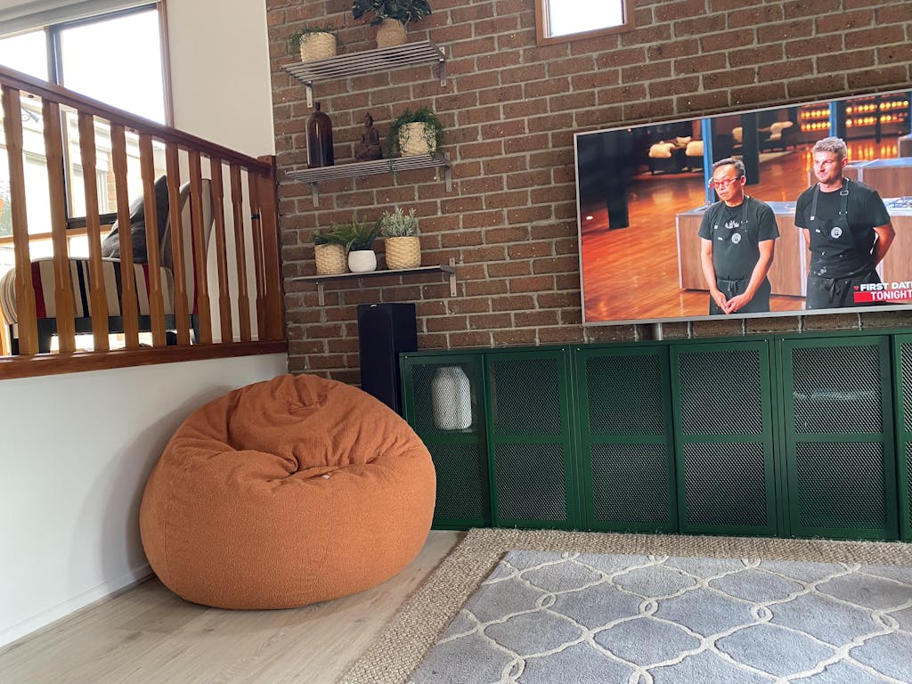 Boucle Fur Bean Bag - Rust Brown | Ivory & Deene