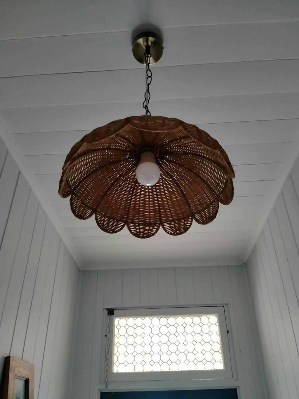 Alice Scallop Edge Rattan Pendant Light - Ivory & Deene