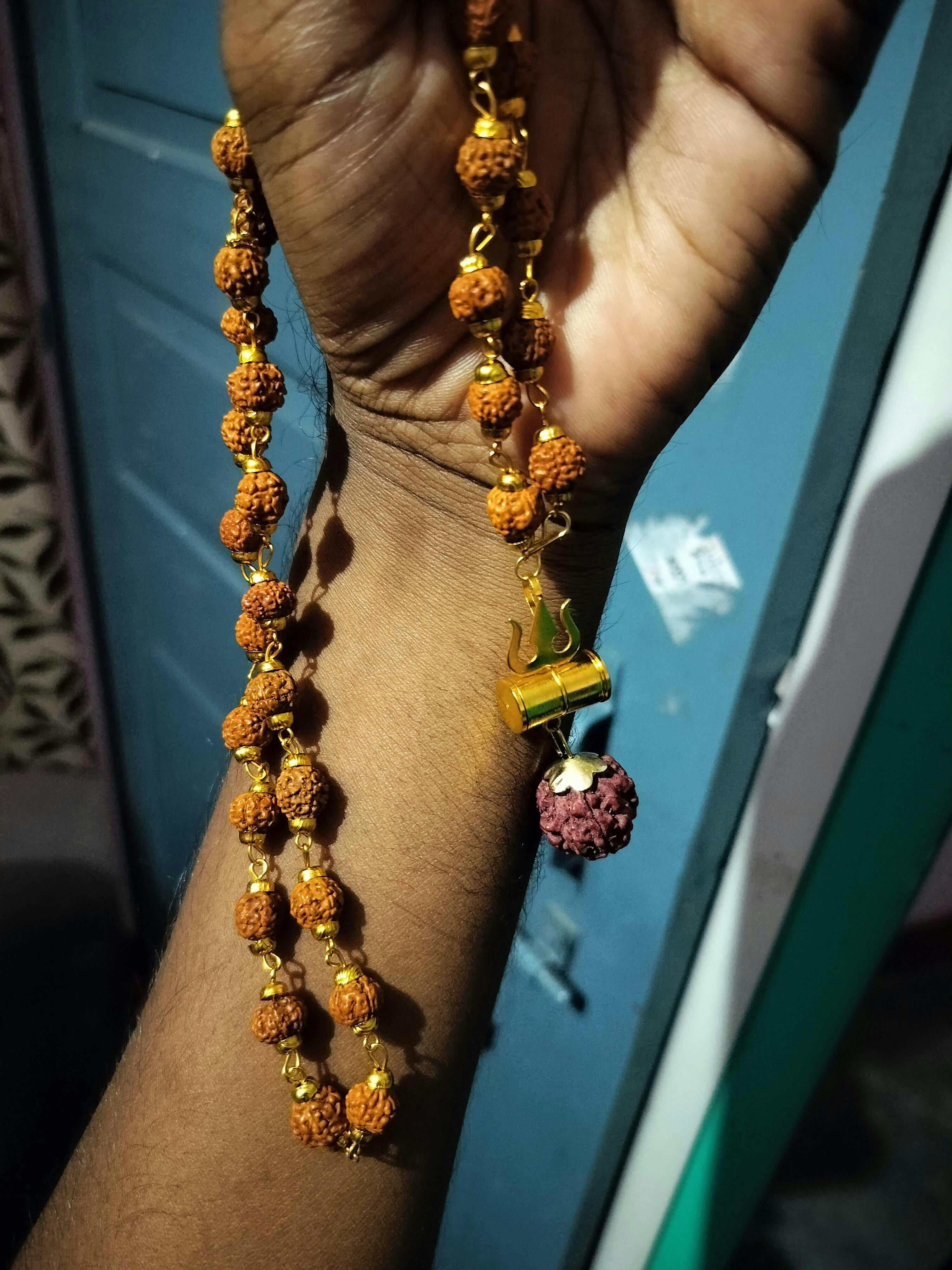 Gold Plated Rudraksha Trishool Necklace – Japam