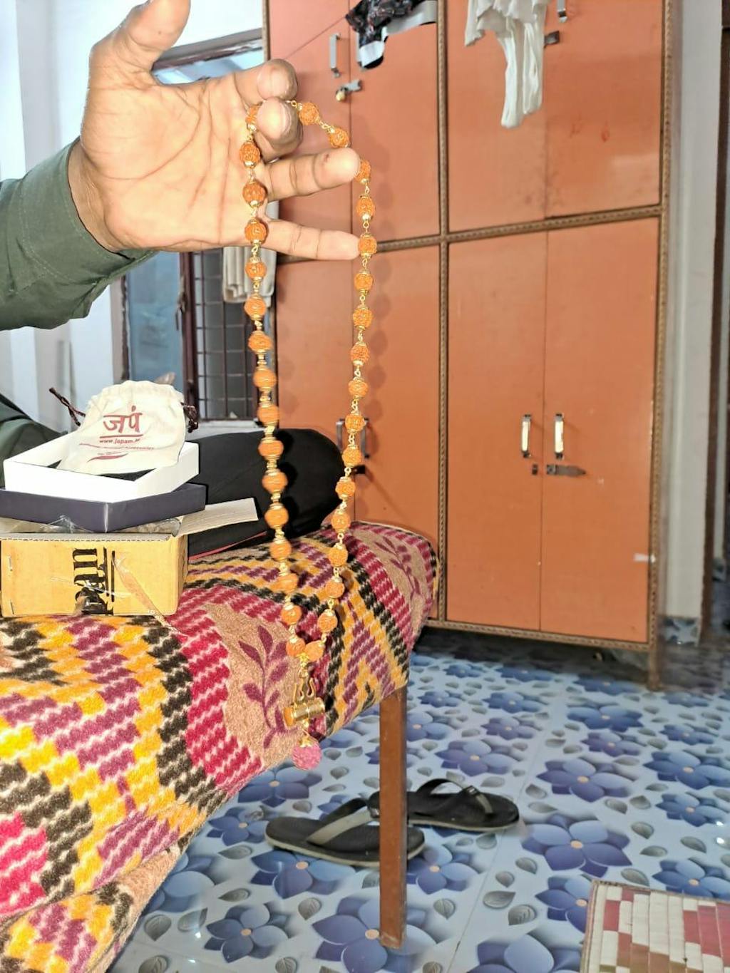 Gold Plated Rudraksha Trishool Necklace – Japam