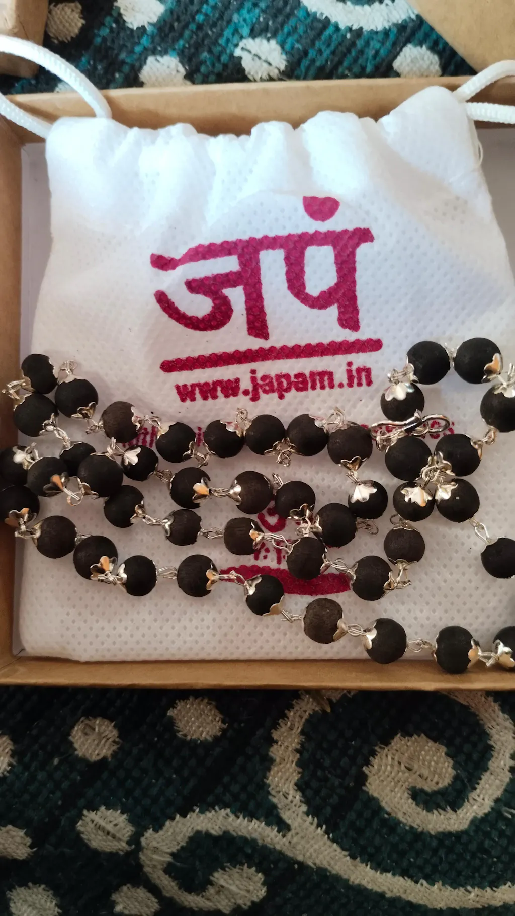 Silver Plated Eternal Karungali Mala - Natural Ebony Wood (Govt. Certi ...