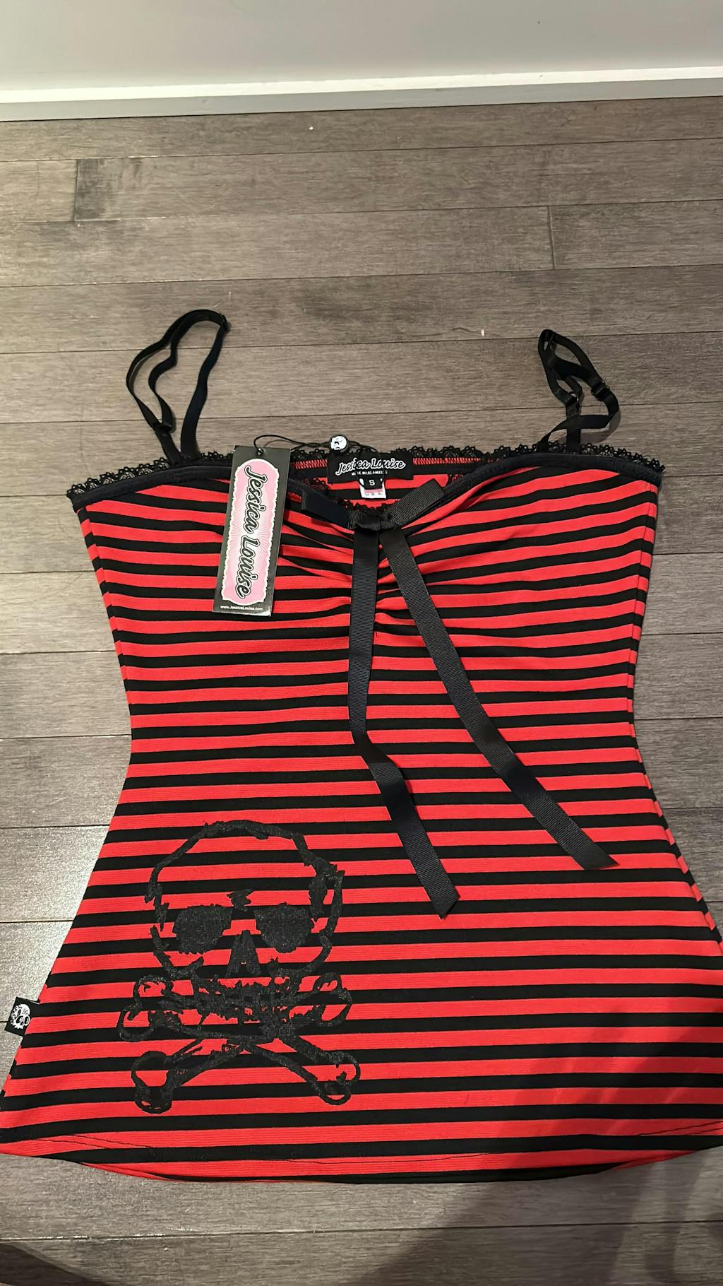 Avril Striped Skull Tank- skull tanks for women-Jessica Louise