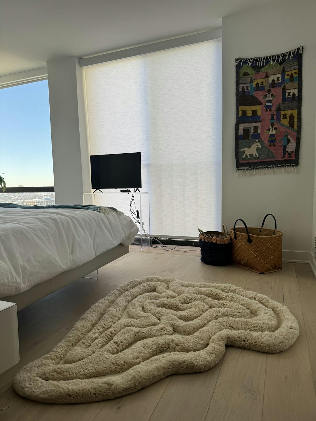 Jubi Rolling Tides Organic Shaped Shag Wool Rug Modern Plush Rugs ...