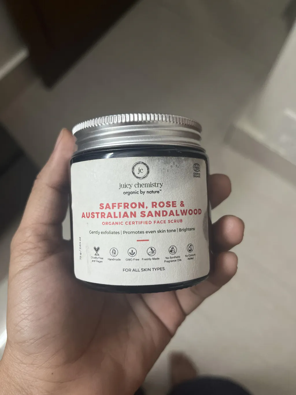 Saffron, Rose & Australian Sandalwood Natural & Organic Face Scrub