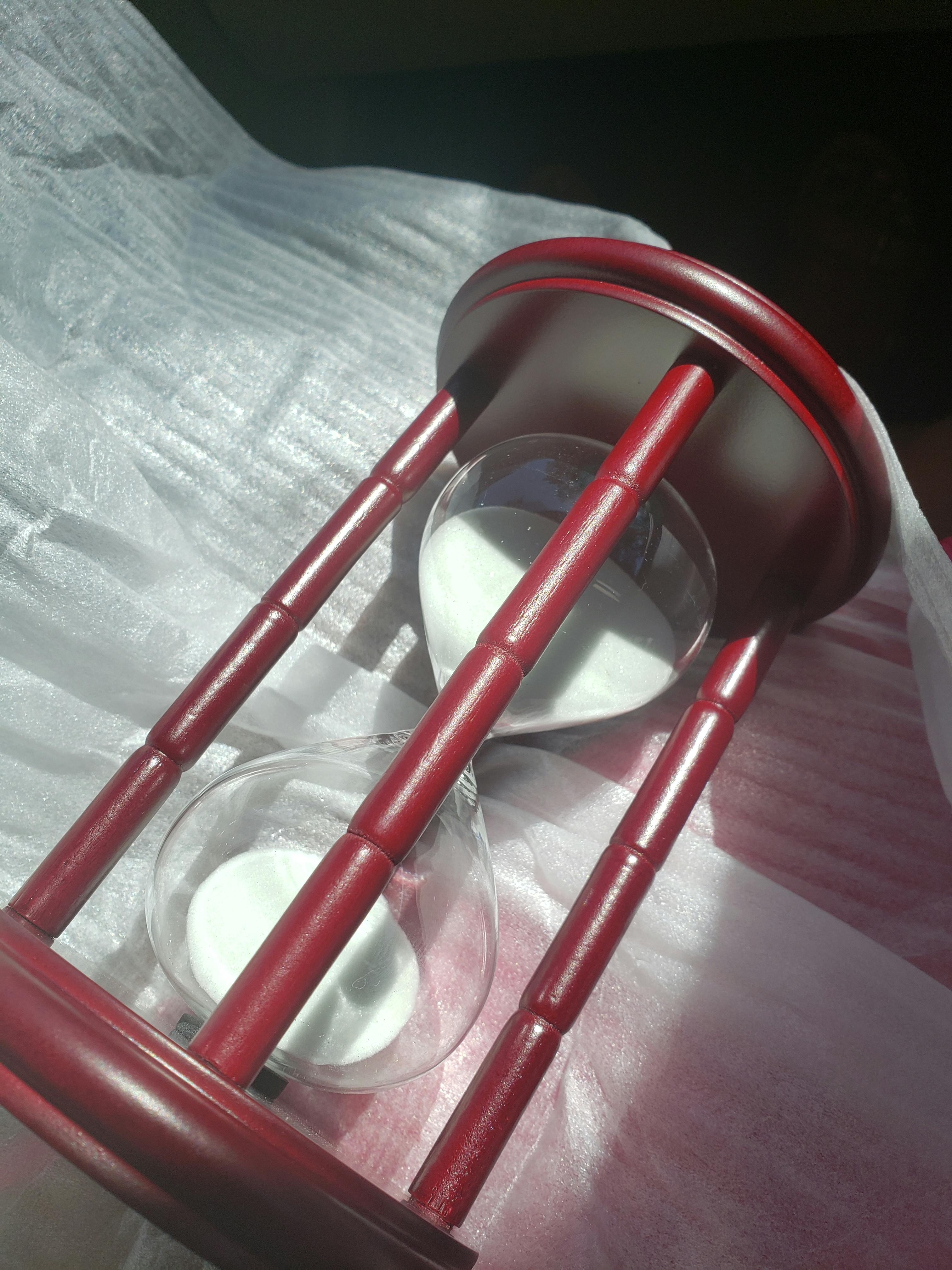 Cherry Hourglass with Purple or White Sand 15-Minute - JustHourglasses