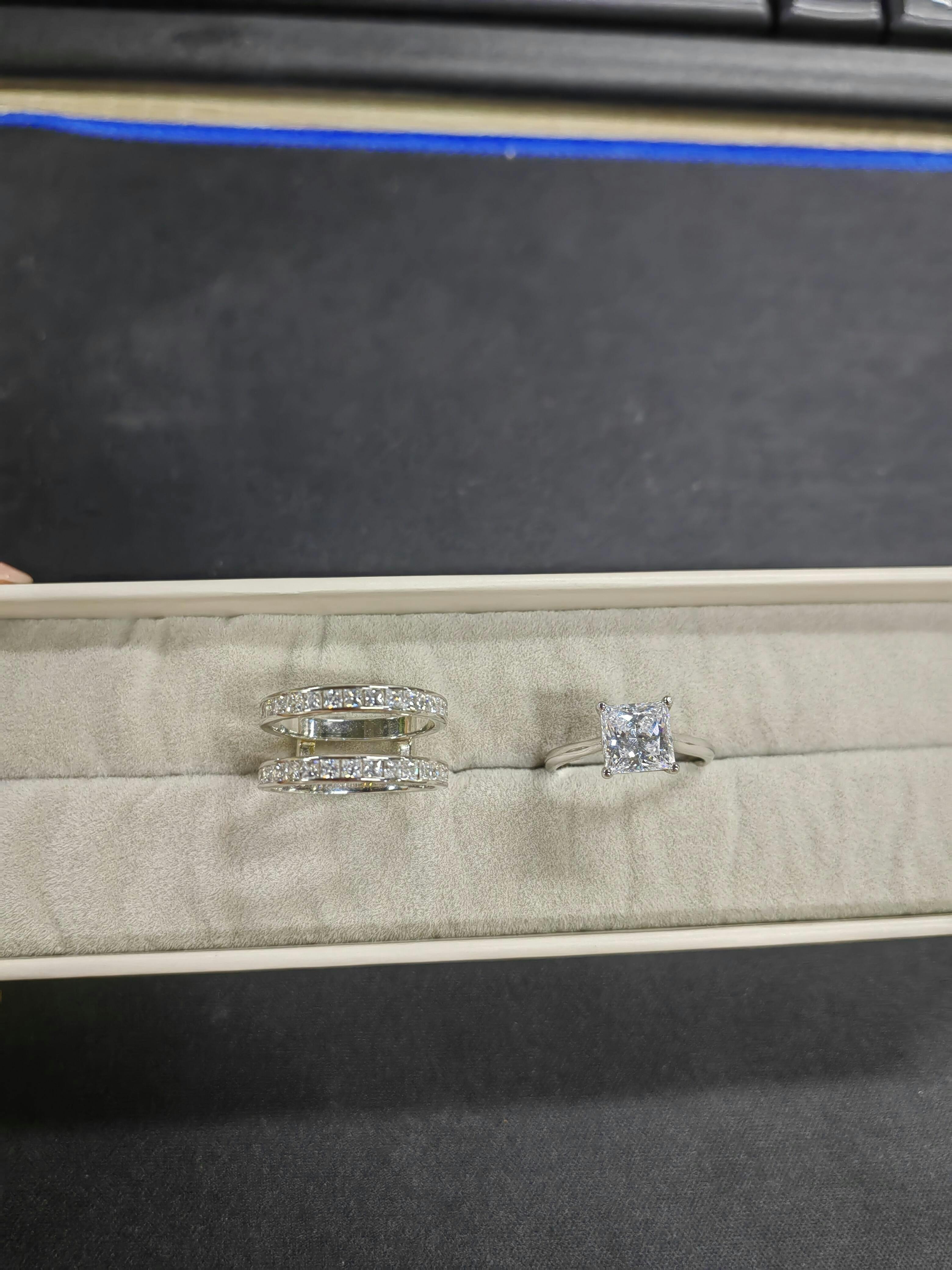 Jzora handmade princess cut Moissanite anniversary ring wedding ring b ...