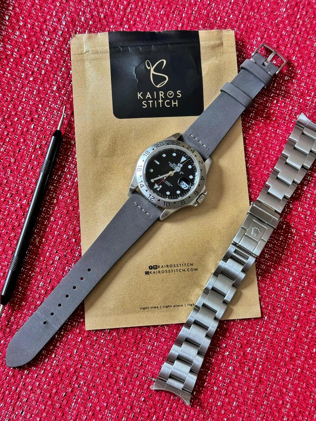 Ash Grey Nubuck Row-Stitch Strap – Kairos Stitch