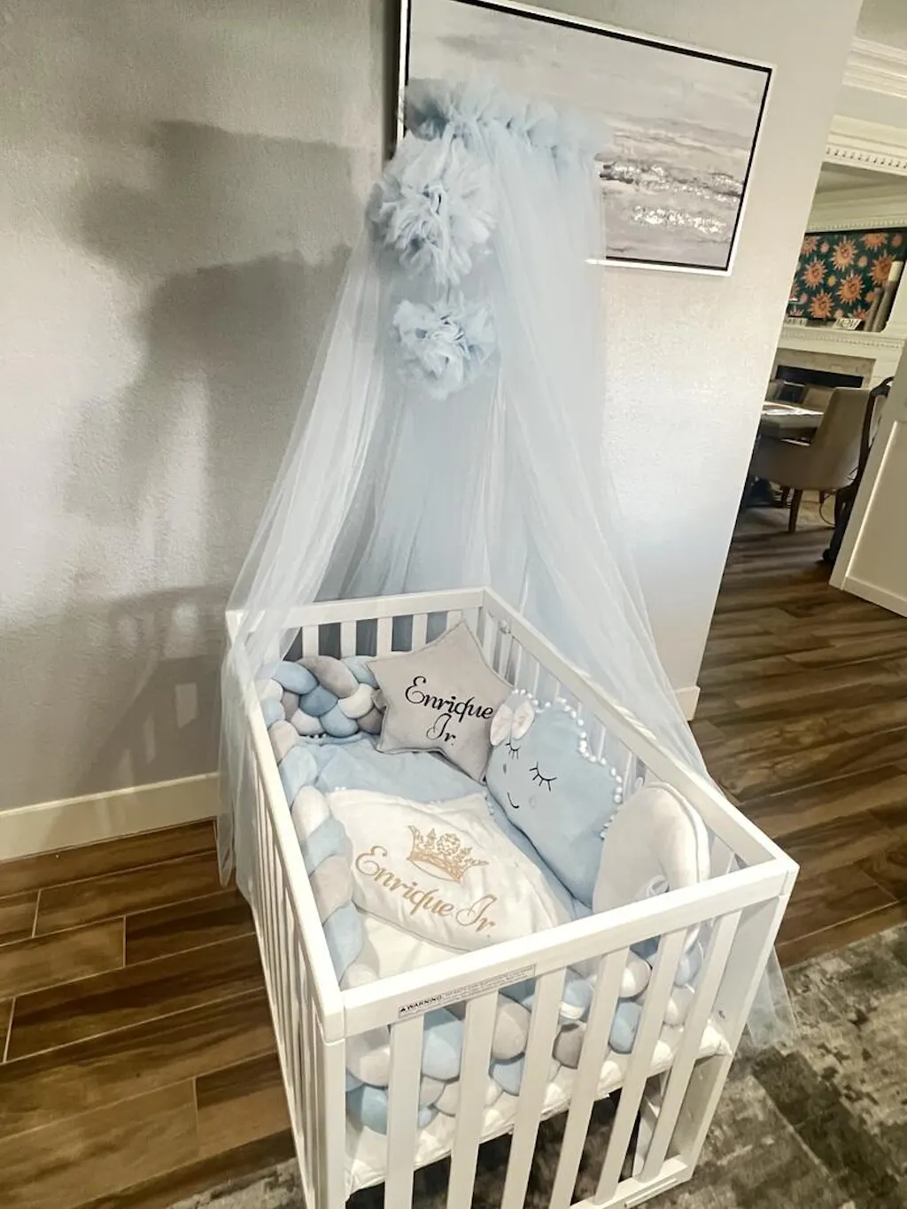 Personalized baby bedding set for boy blue – KariStudio
