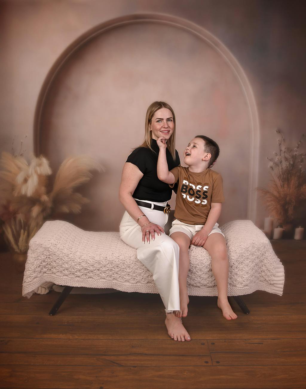 Kate Modern Style Candle Arch Wall Backdrop+Abstract Cream Beige Textu