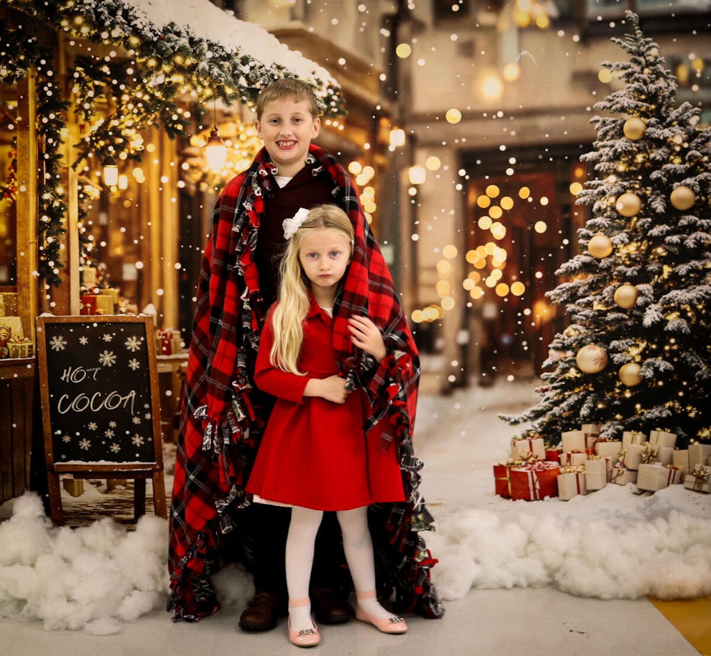 Cozy Winter Holiday Market Backdrop