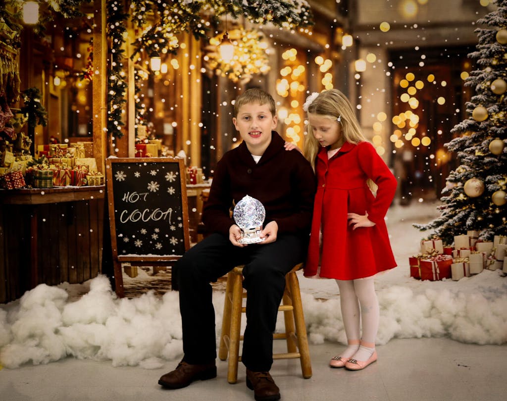 Cozy Winter Holiday Market Backdrop