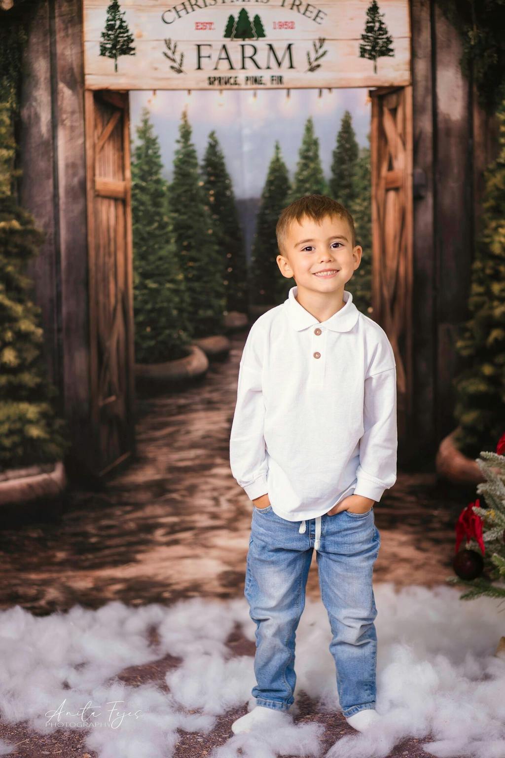 Rustic Christmas Tree Farm Backdrop
