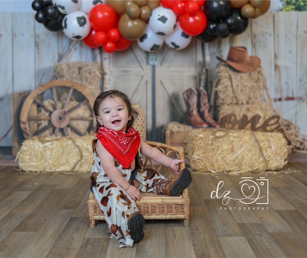 Rustic Western Cowboy Haystack Backdrop