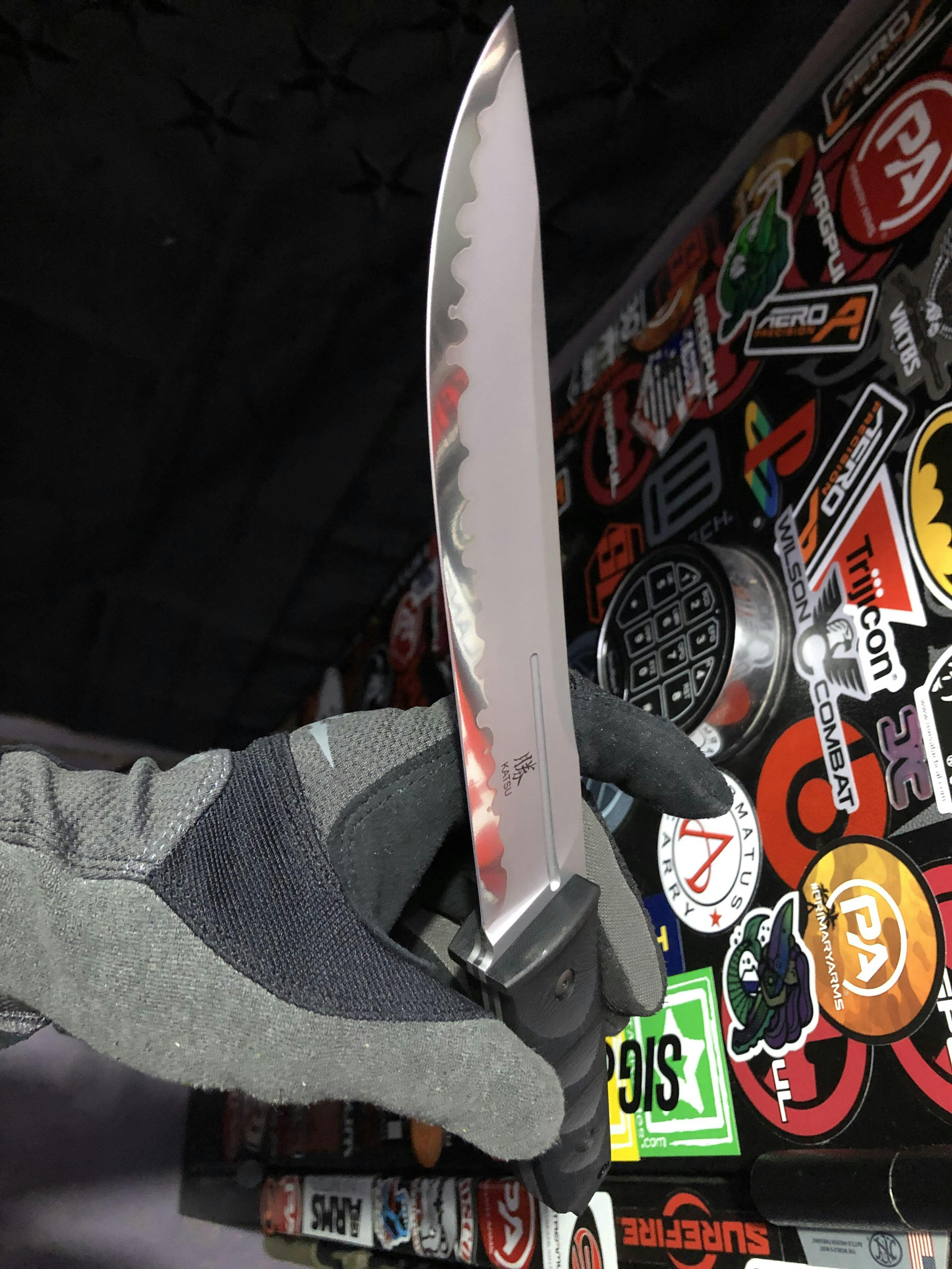 KATSU FB01, SLD-MAGIC Steel Fixed Blade Knife, Kydex Sheath, Sakura Bl ...