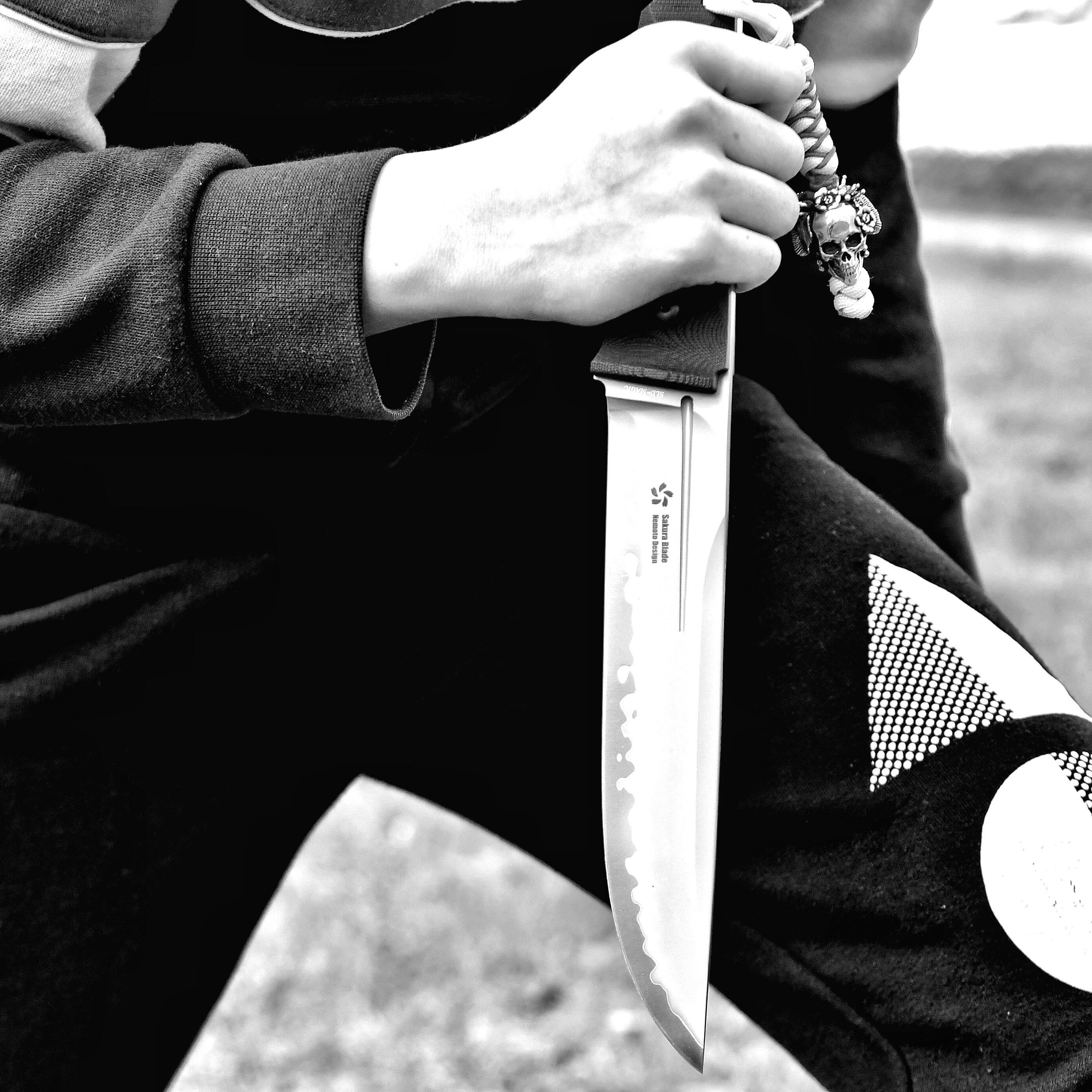 KATSU FB01, SLD-MAGIC Steel Fixed Blade Knife, Kydex Sheath, Sakura Bl ...