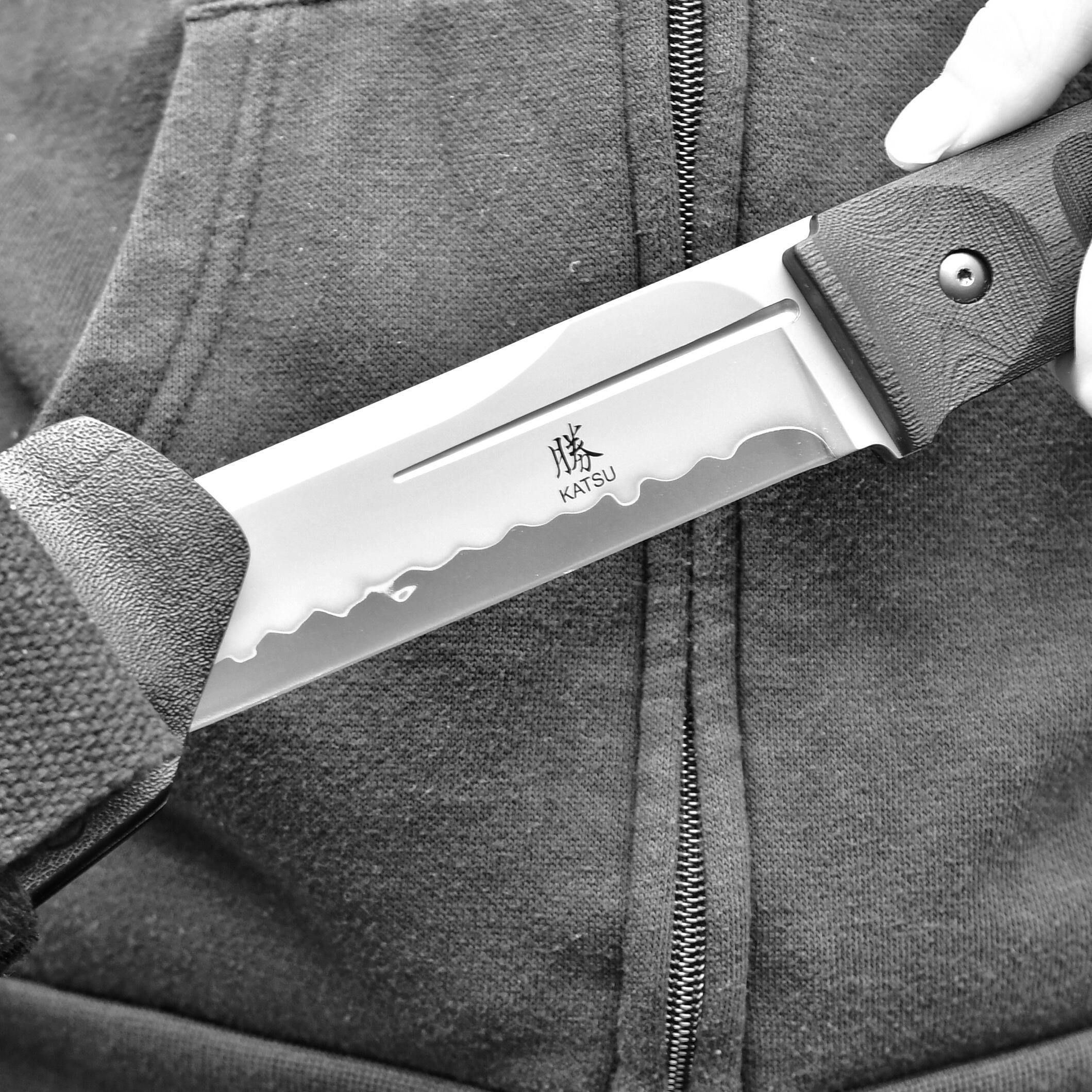 KATSU FB01, SLD-MAGIC Steel Fixed Blade Knife, Kydex Sheath, Sakura Bl ...