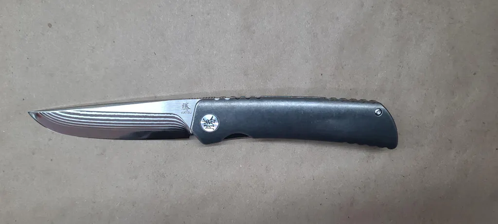 KATSU ZK02, 17 Layers ZDP-189 Super Steel Convex Grind Blade, Titanium ...