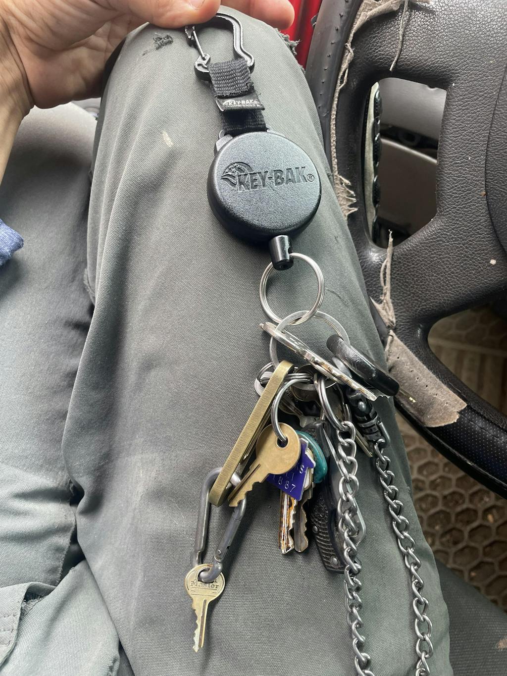 KEY-BAK SECURIT Heavy Duty Retractable Carabiner Keychain