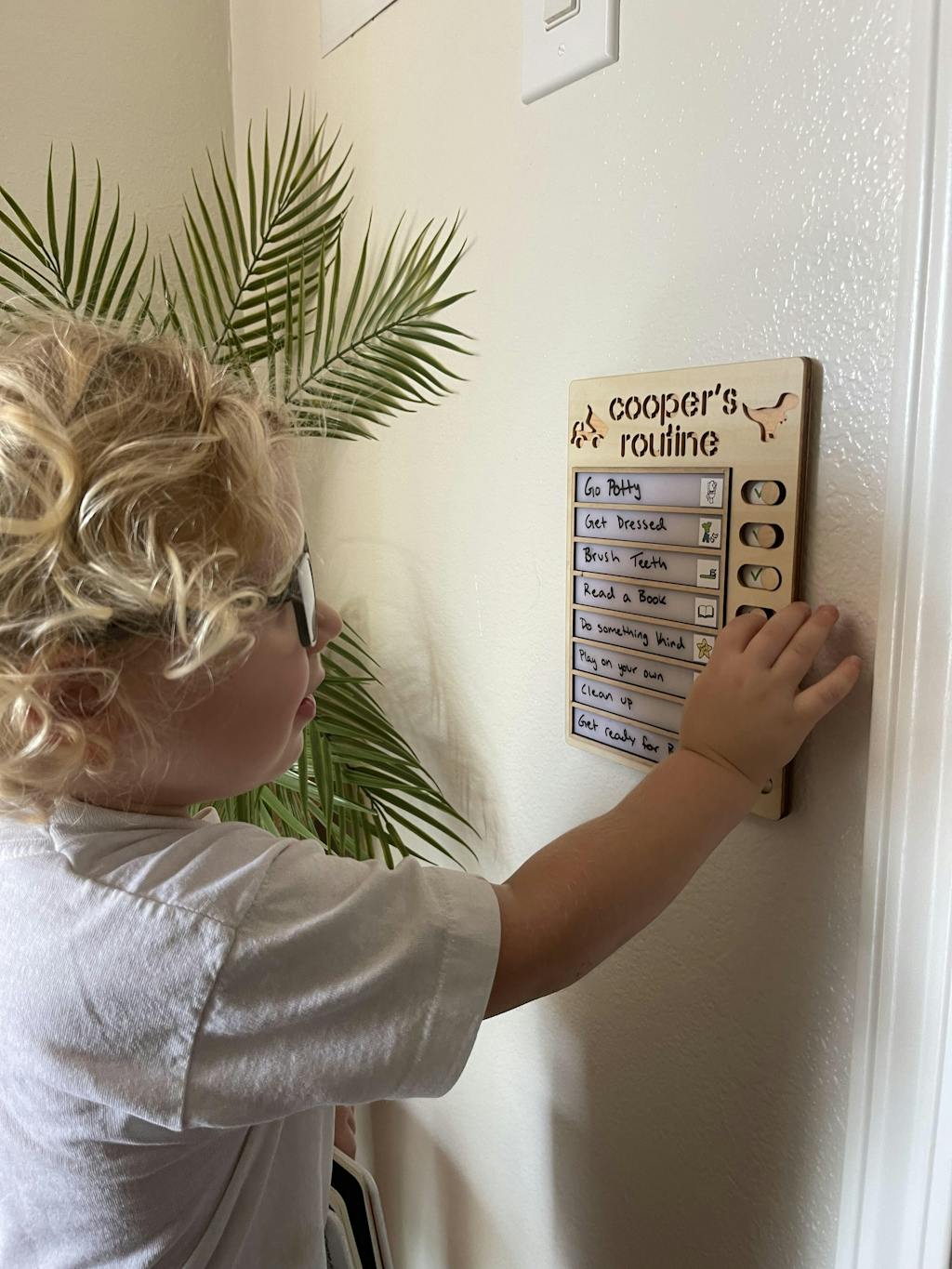 Wooden Routine Chart with 150+ Stickers, Morning and Bedtime Chore ...