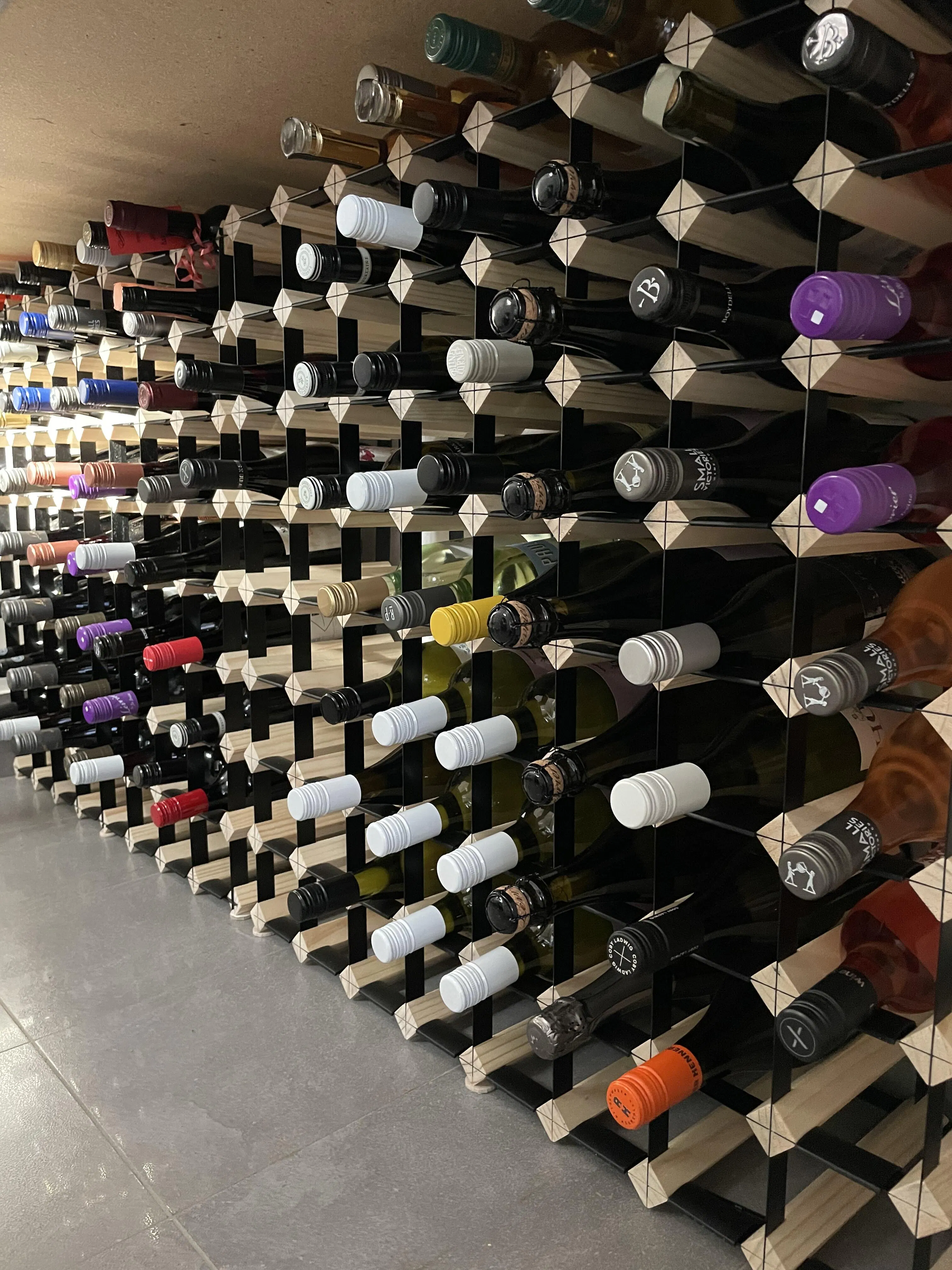 Sloped Timber Wine Rack | Natural Finish