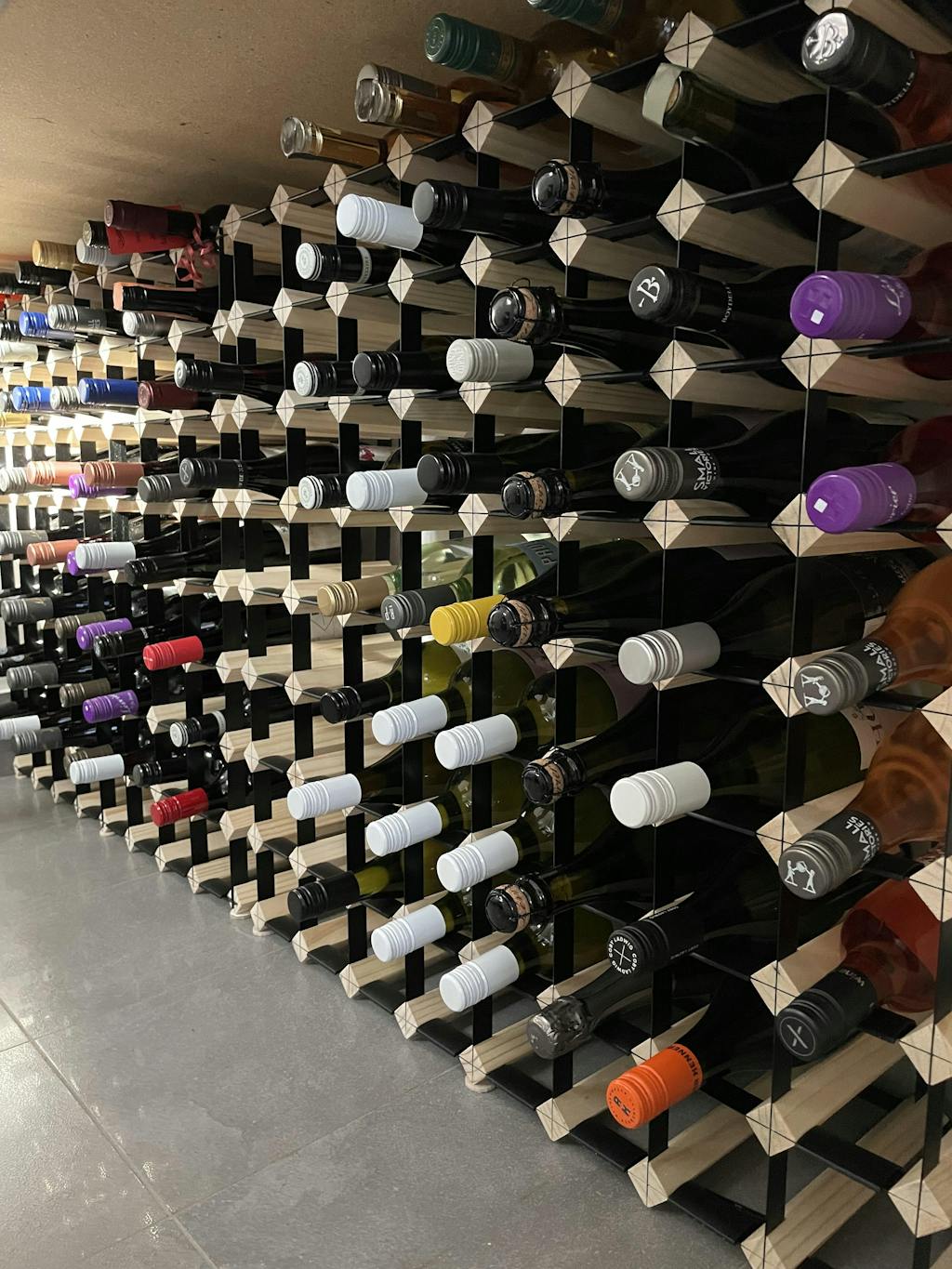 Sloped Timber Wine Rack | Natural Finish