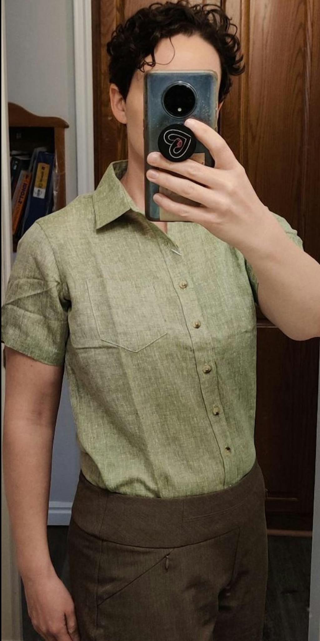 Androgynous Ash Gray Linen Short-Sleeve Shirt | Kirrin Finch