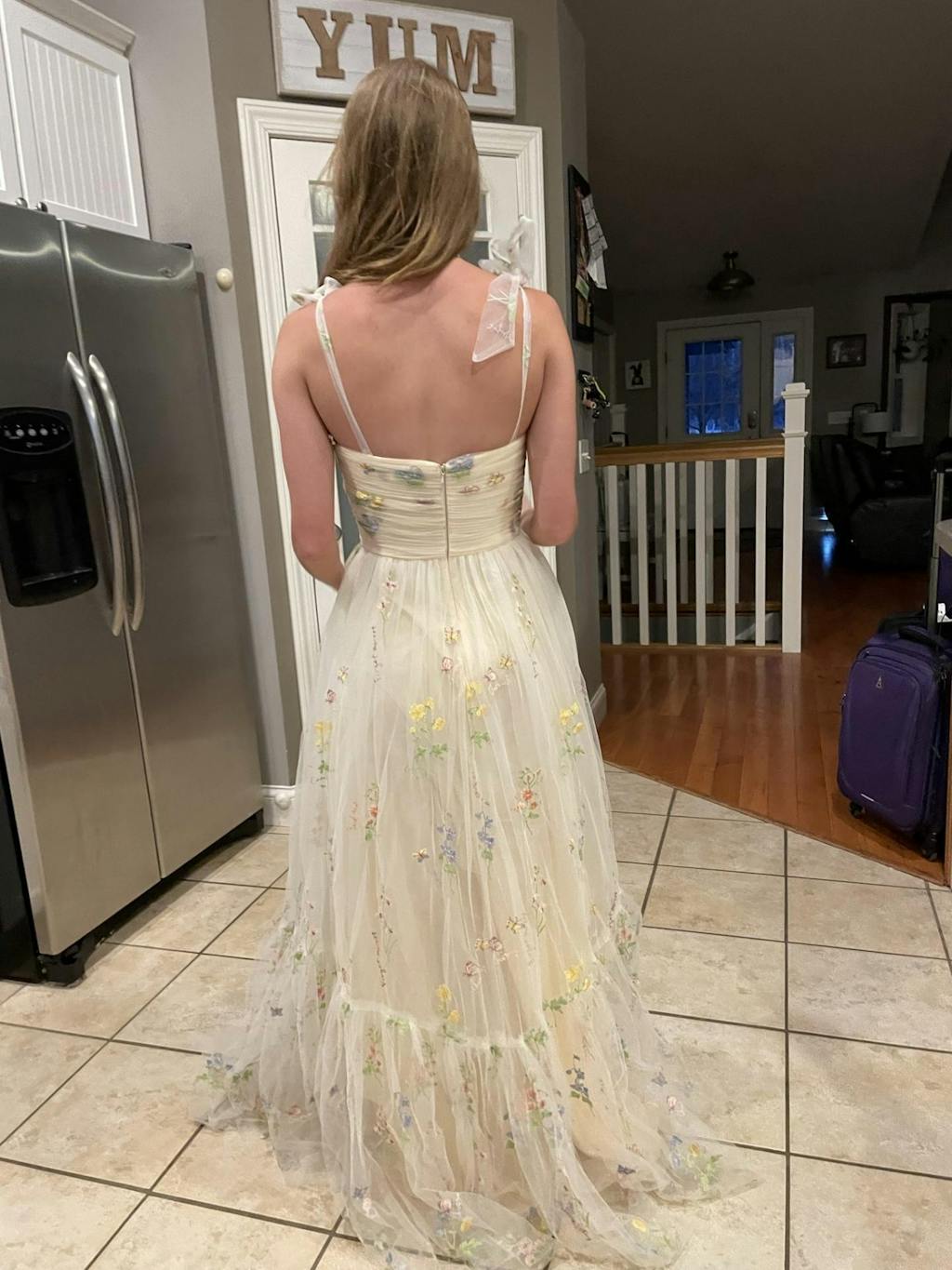 Sweetheart Neck Floor Length Tulle Embroidery Floral Prom Dress | KissProm