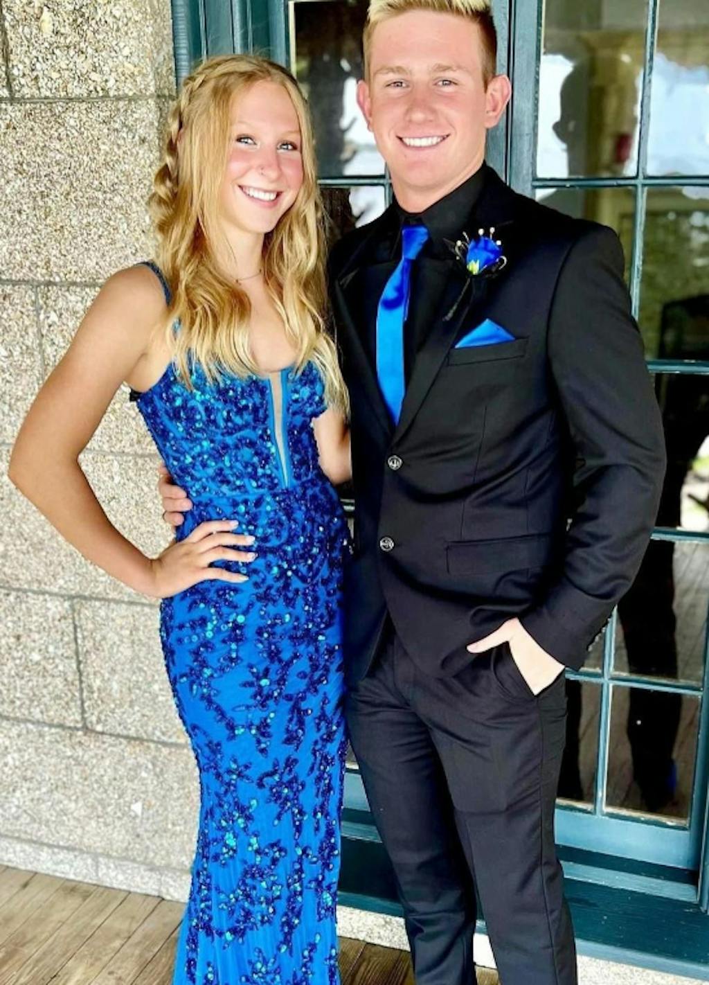 Sparkly Blue Sheath Sequins Long Prom Dress with Slit | KissProm