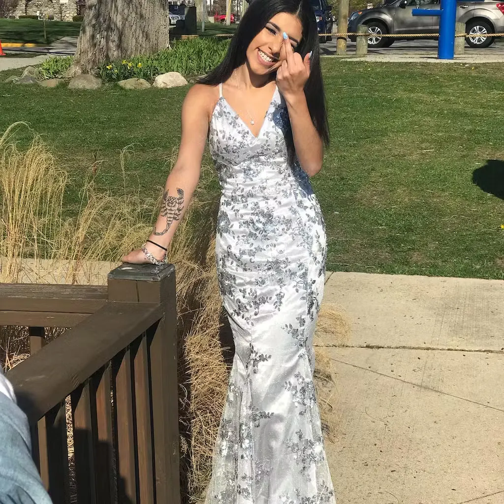 Kara | Lace-Up Mermaid Long Gold Prom Dress with Sequins | KissProm