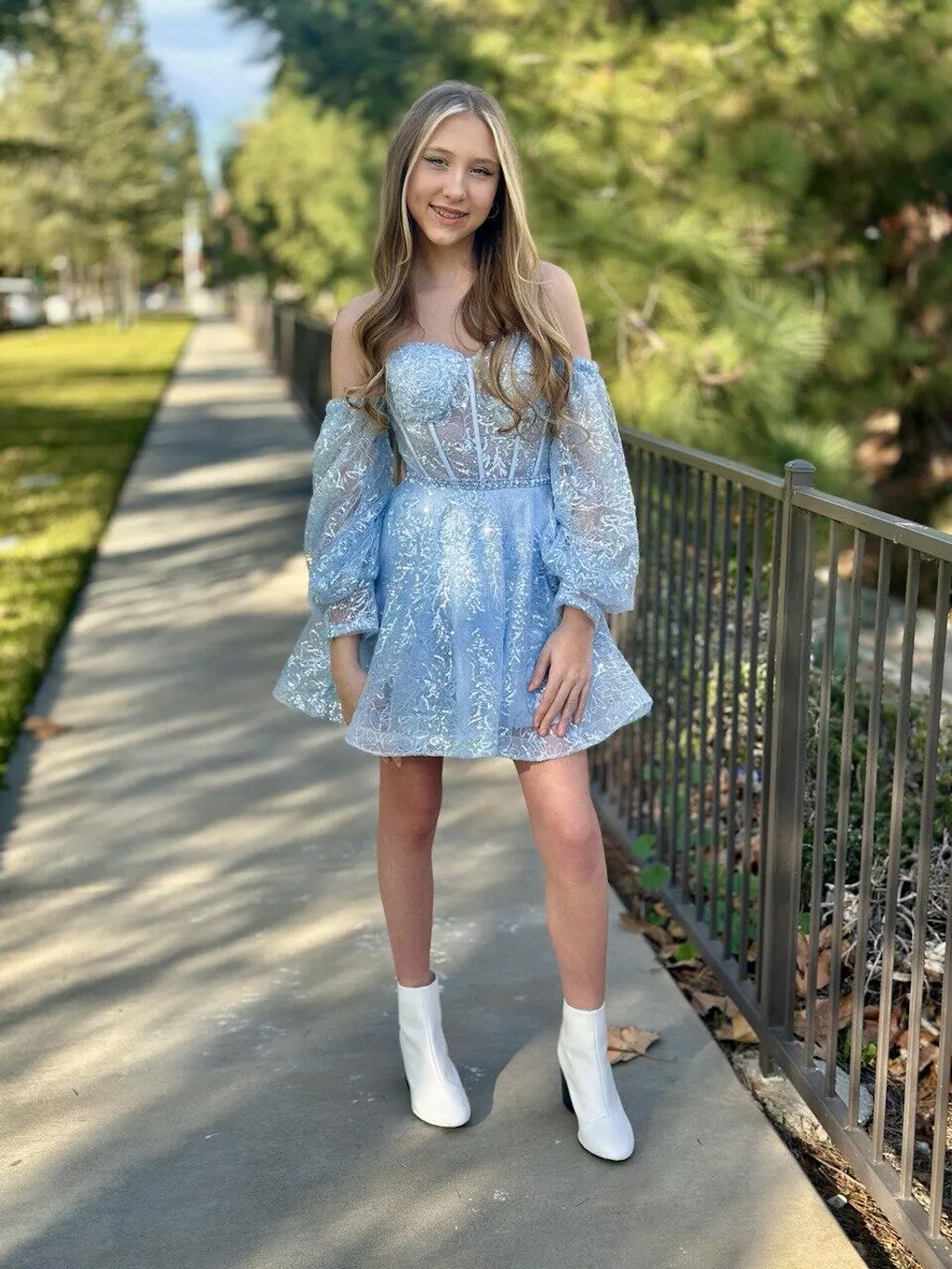 Skylar A Line Sweetheart Homecoming Dress with Detachable Sleeves ...