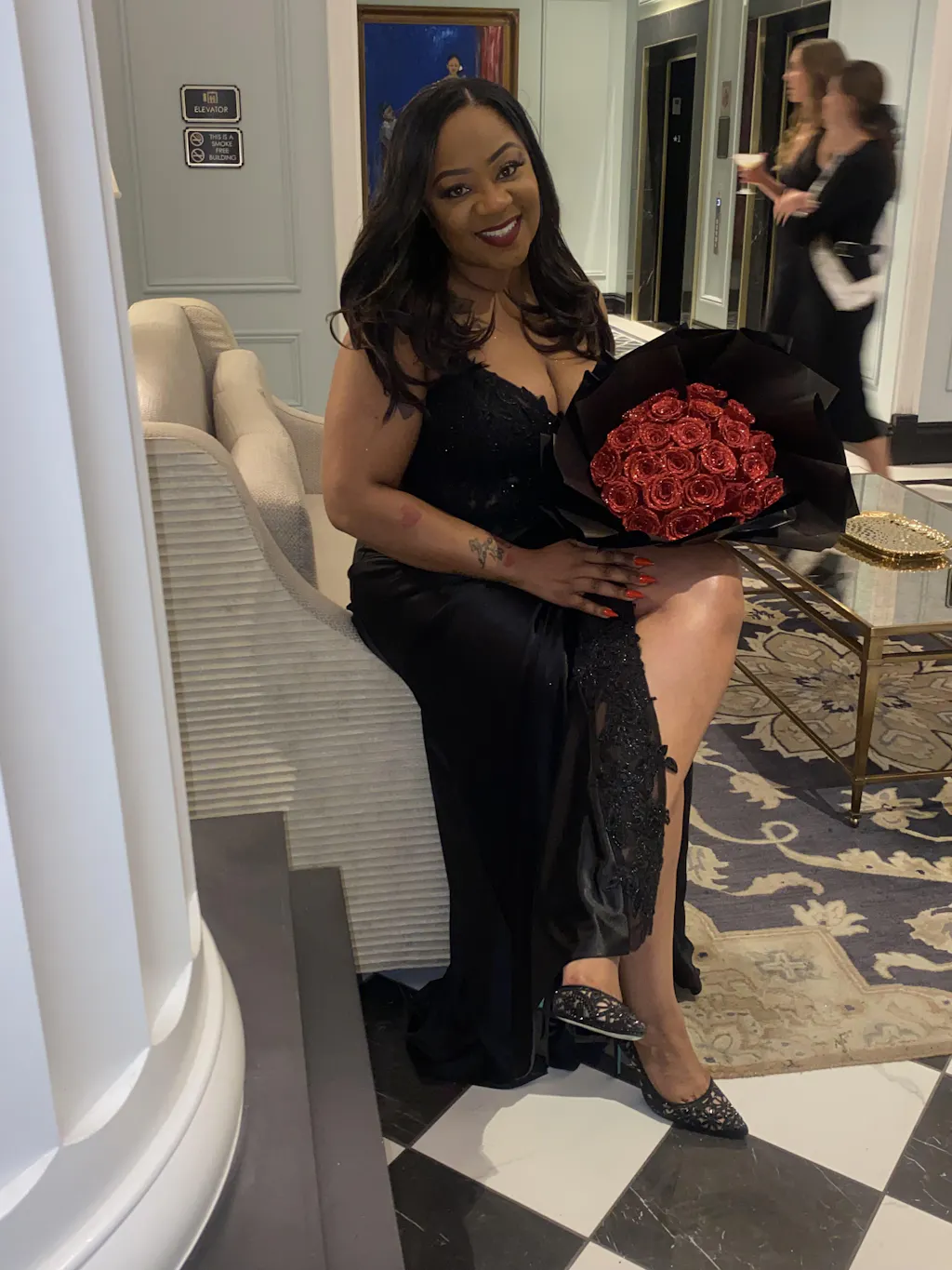 Beatrice Sheath Black Long Appliques Prom Dress with Spaghetti Straps