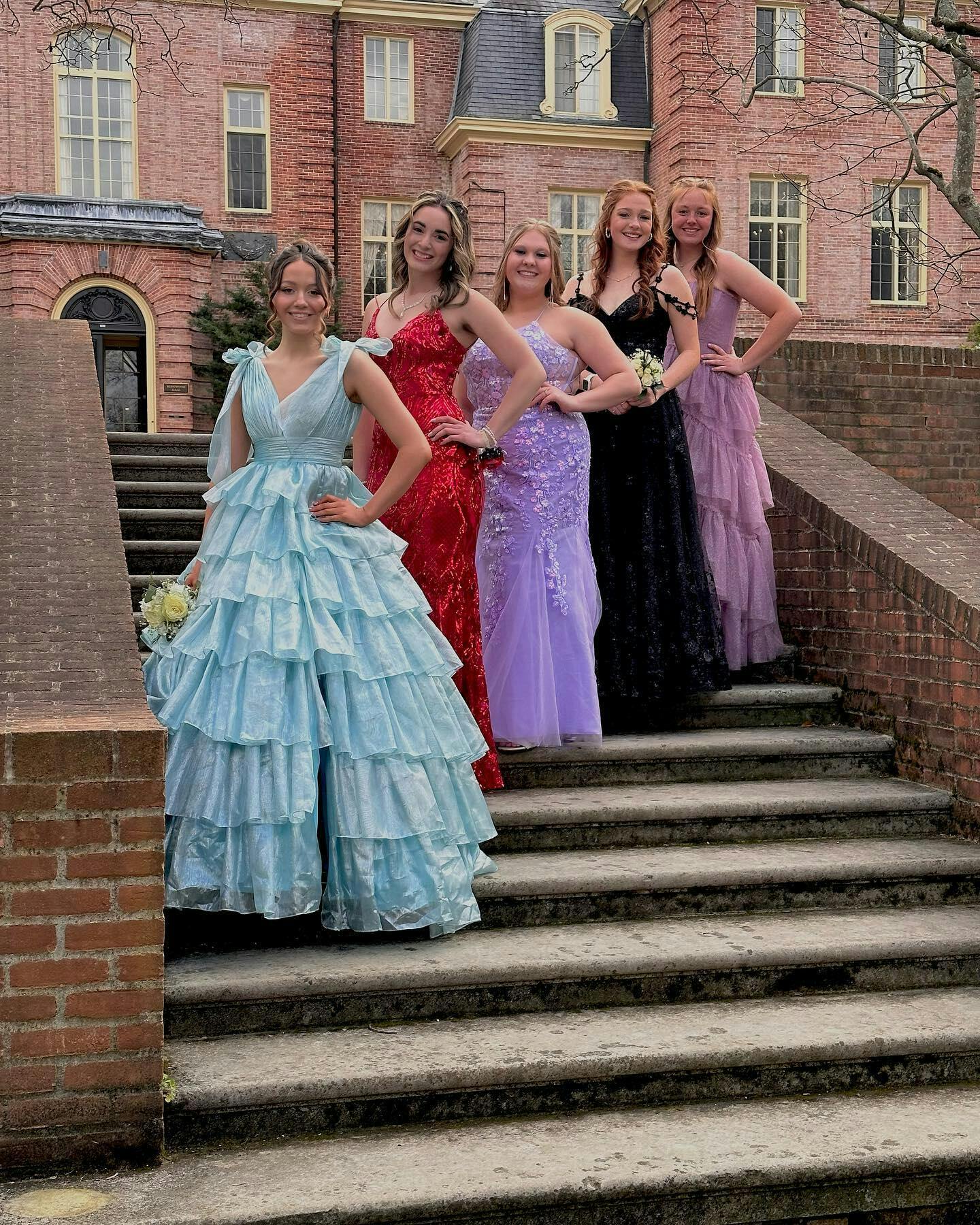 August | Glitter Tie Straps Pink Plunging Neck Tiered Long Prom Dress