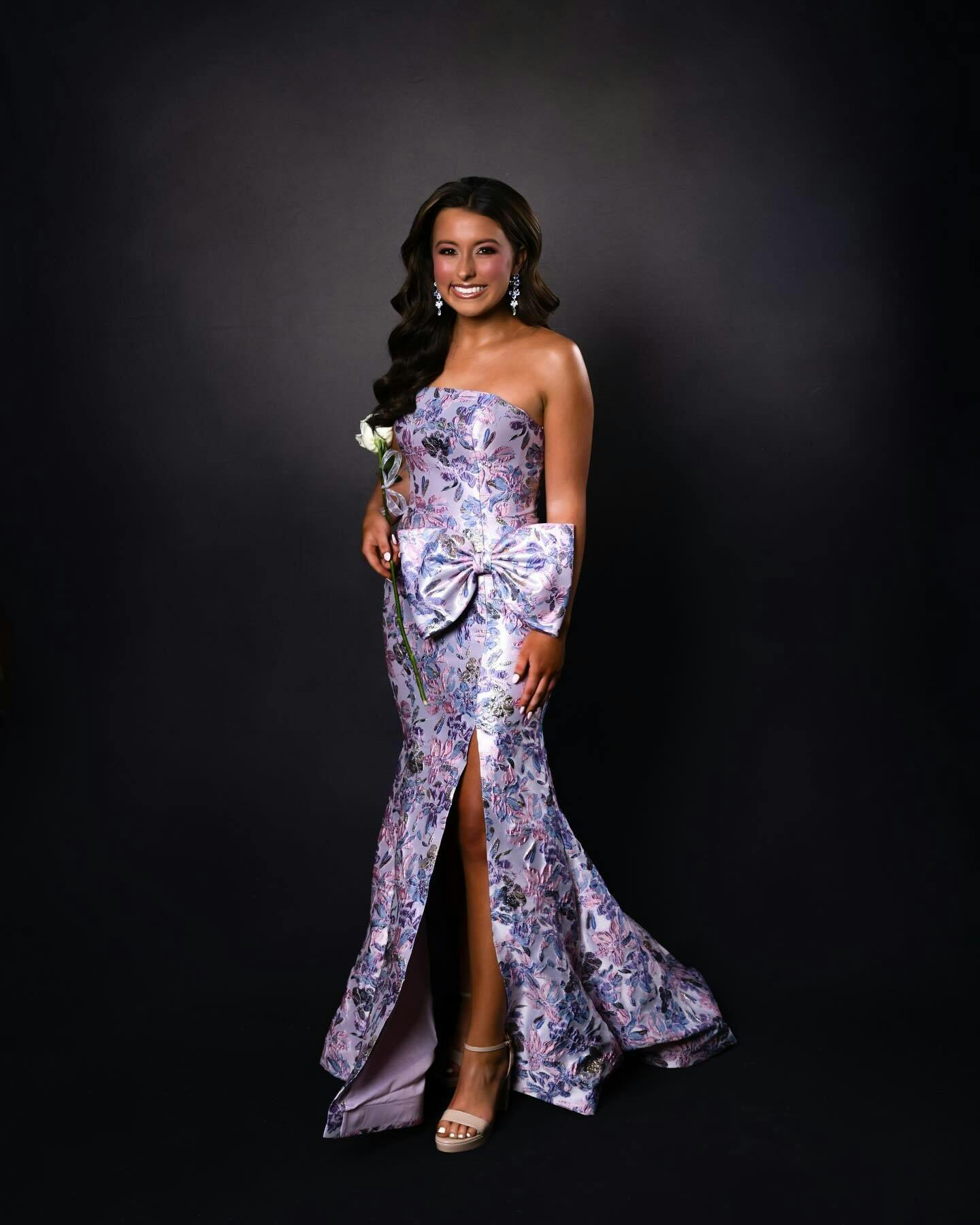 Lavender Strapless Mermaid Floral Printed Long Formal Prom Dresses Wit