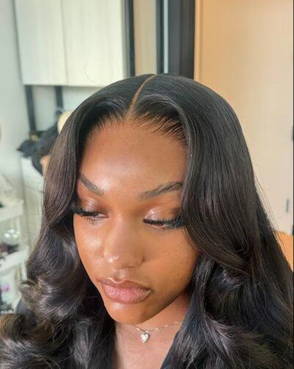 Klaiyi Hair HD Real Scalp™ Wig with Curtain Bangs 13x4 Invisible Lace ...