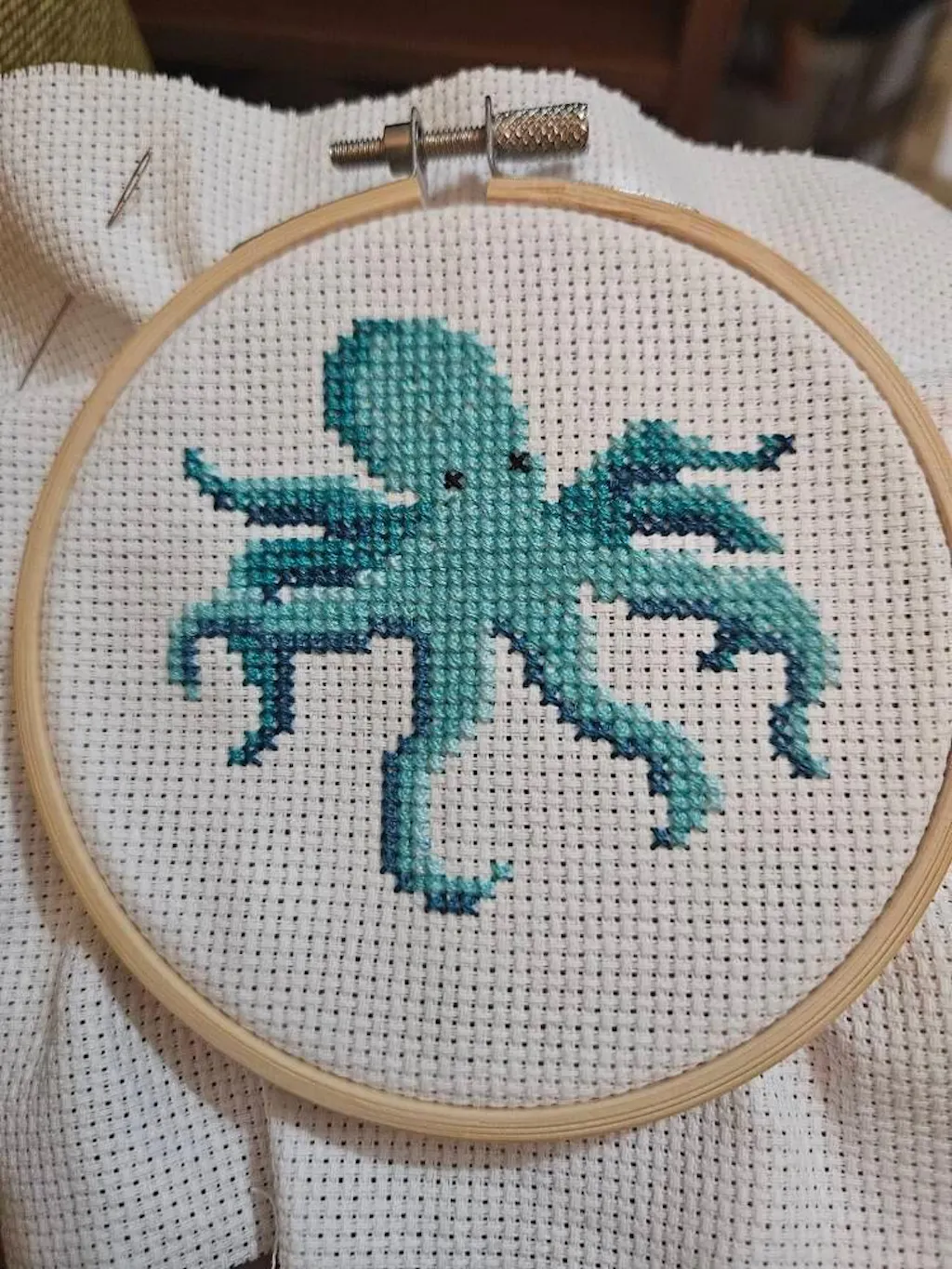 Octopus Cross Stitch Kit for Beginners With Hoop | Knit Knot Krafts
