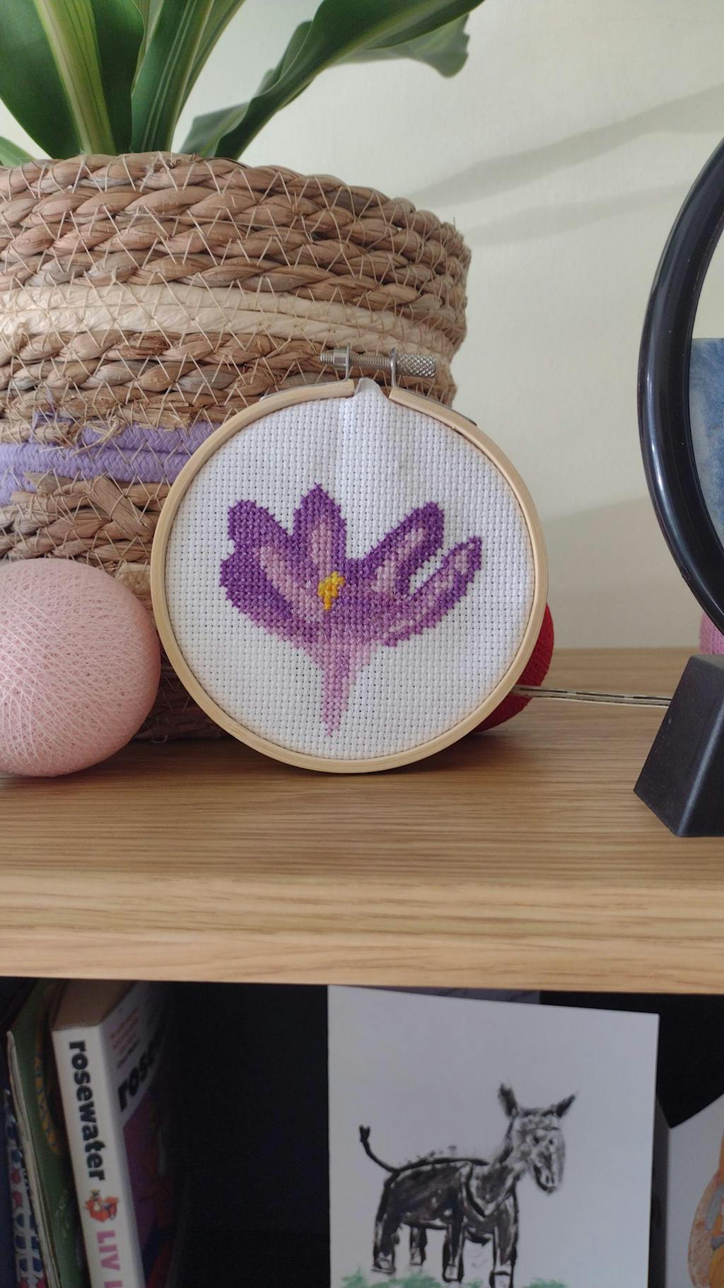 Crocus Cross Stitch Kit With Hoop, DIY Crafts | Knit Knot Krafts