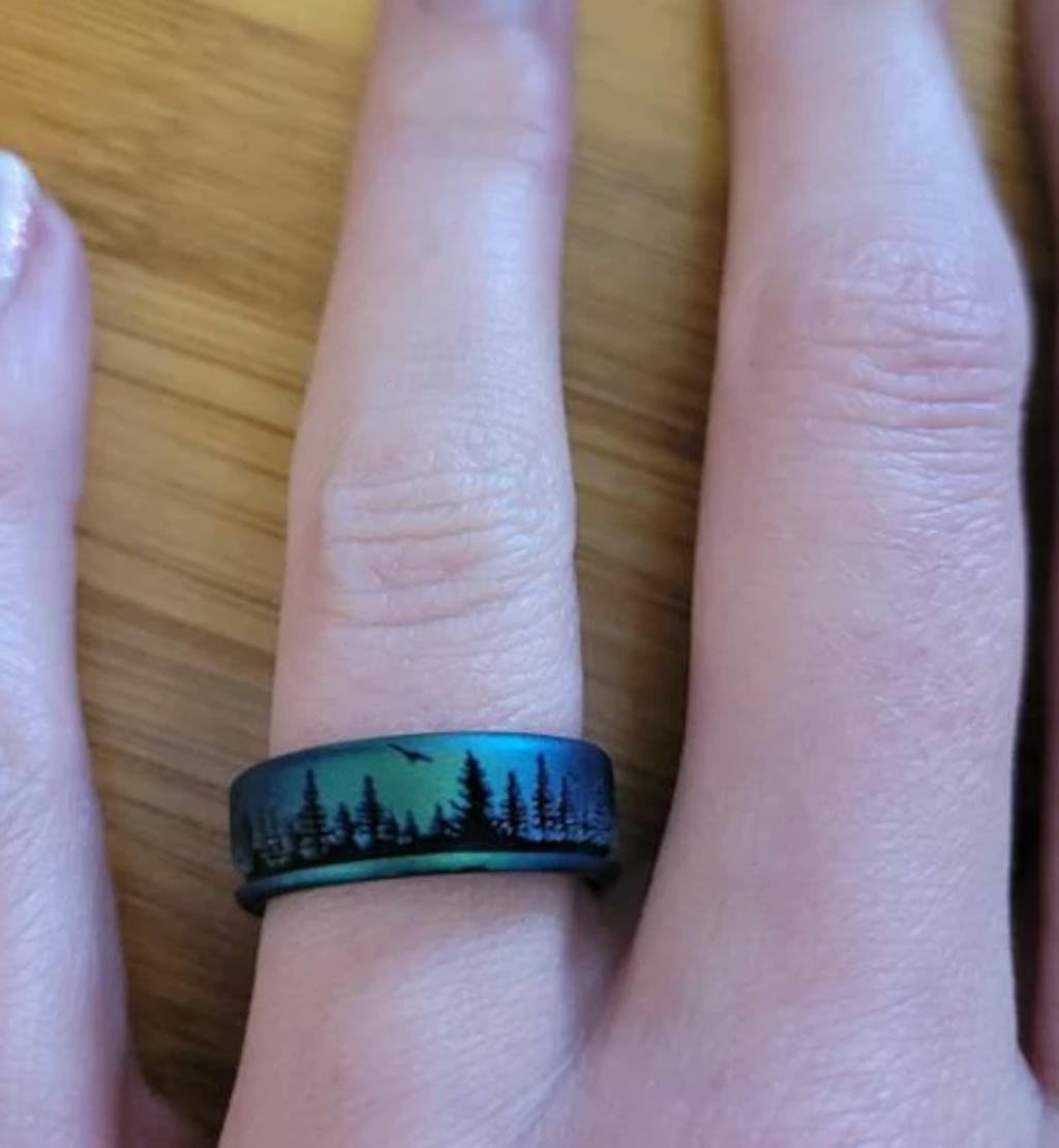 Knot Theory Forest Silicone Ring: Detailed Treescape Wedding Band