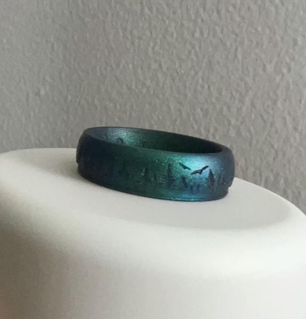 Custom Engraved Forest Silicone Ring for Women - Arc 6mm Band