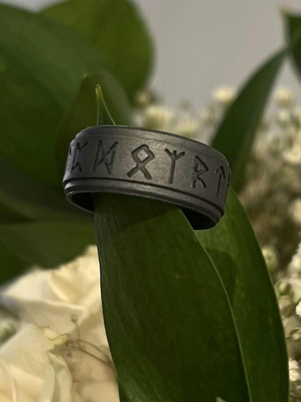 Viking Runes Silicone Ring on Rise 8mm