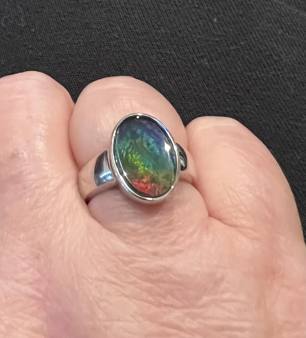 Sterling Silver Ammolite Ring – KORITE