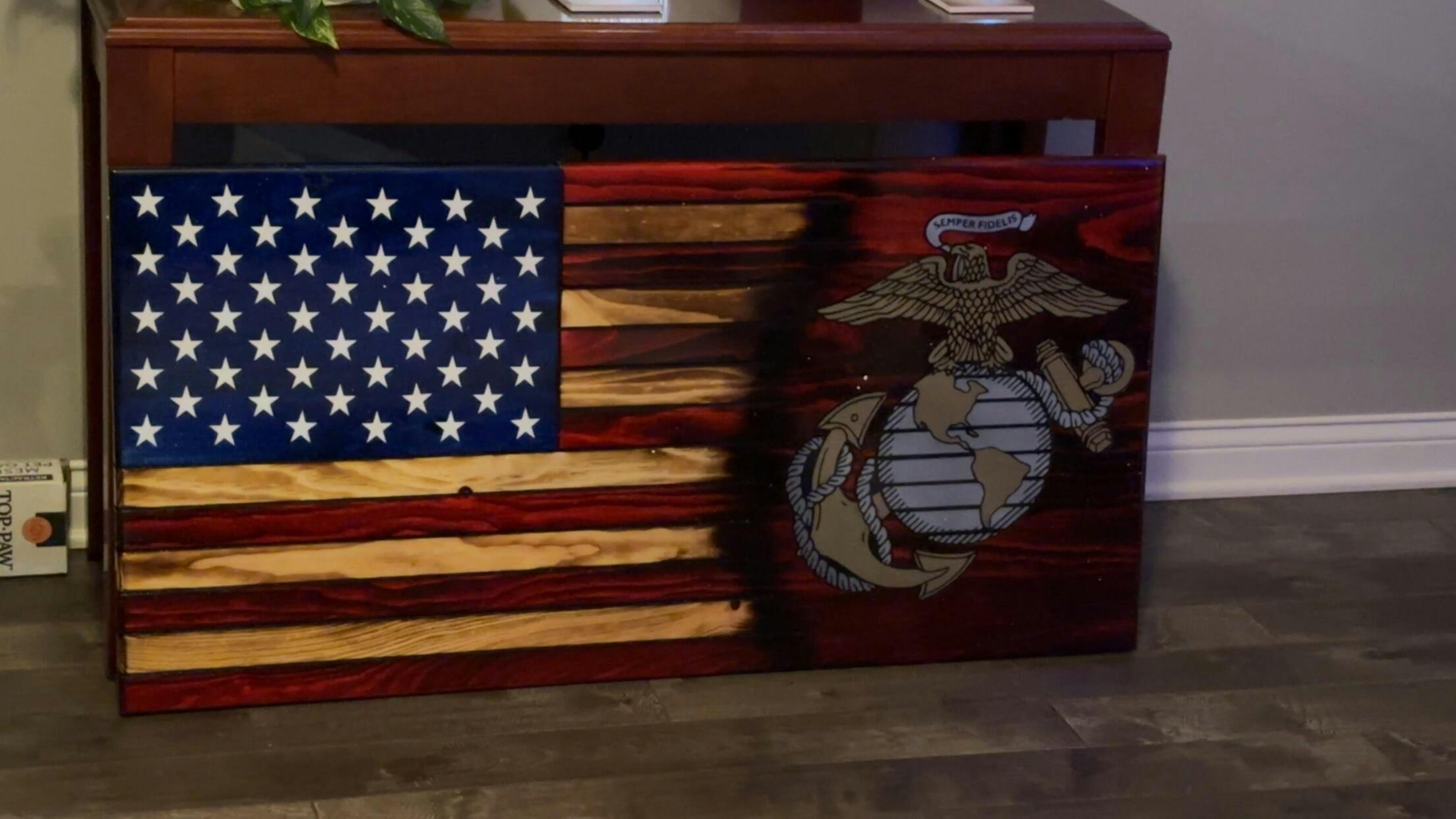 Marines EGA Rustic Half-Flag Wall Plaque – Handcrafted Knotty Pine ...