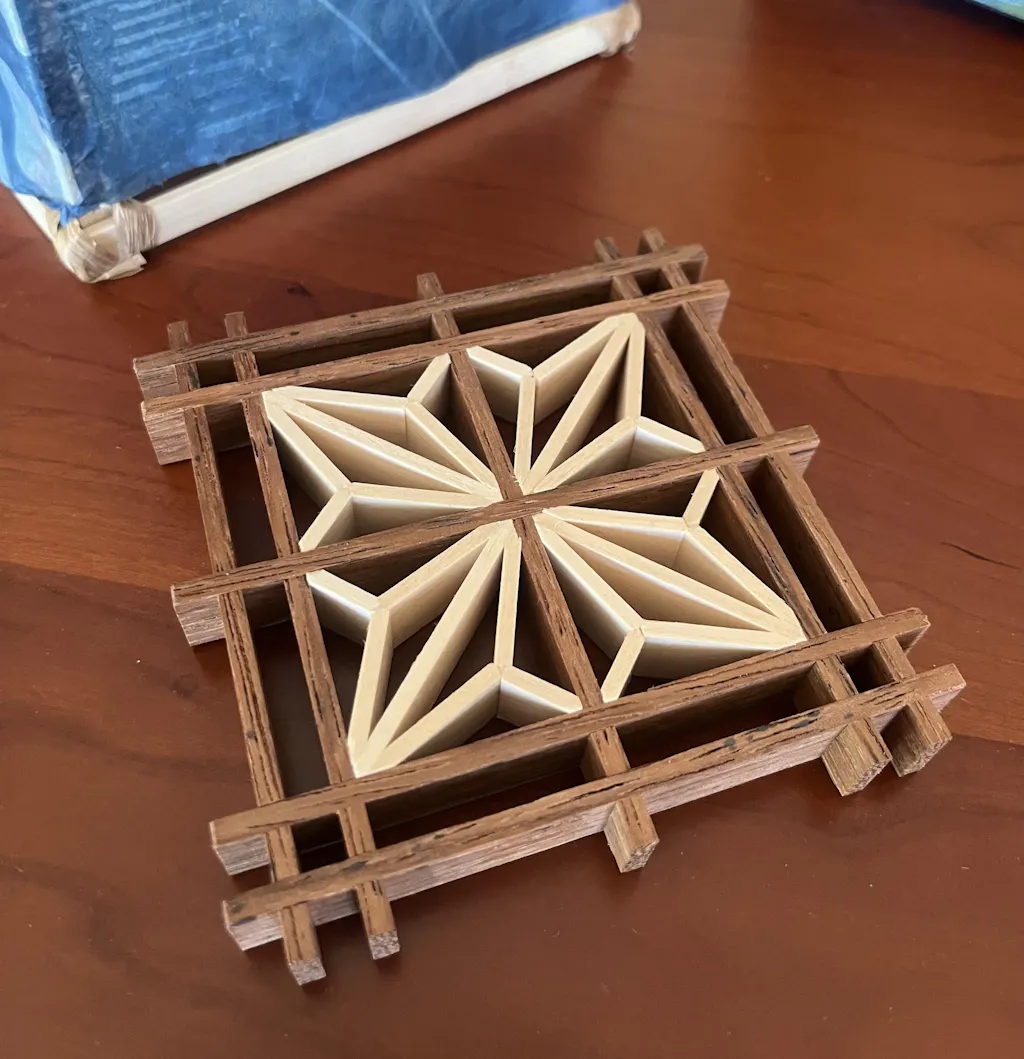 Kumiko coaster kit. Asanoha (Kakuasa) pattern. Art and Craft kit ...