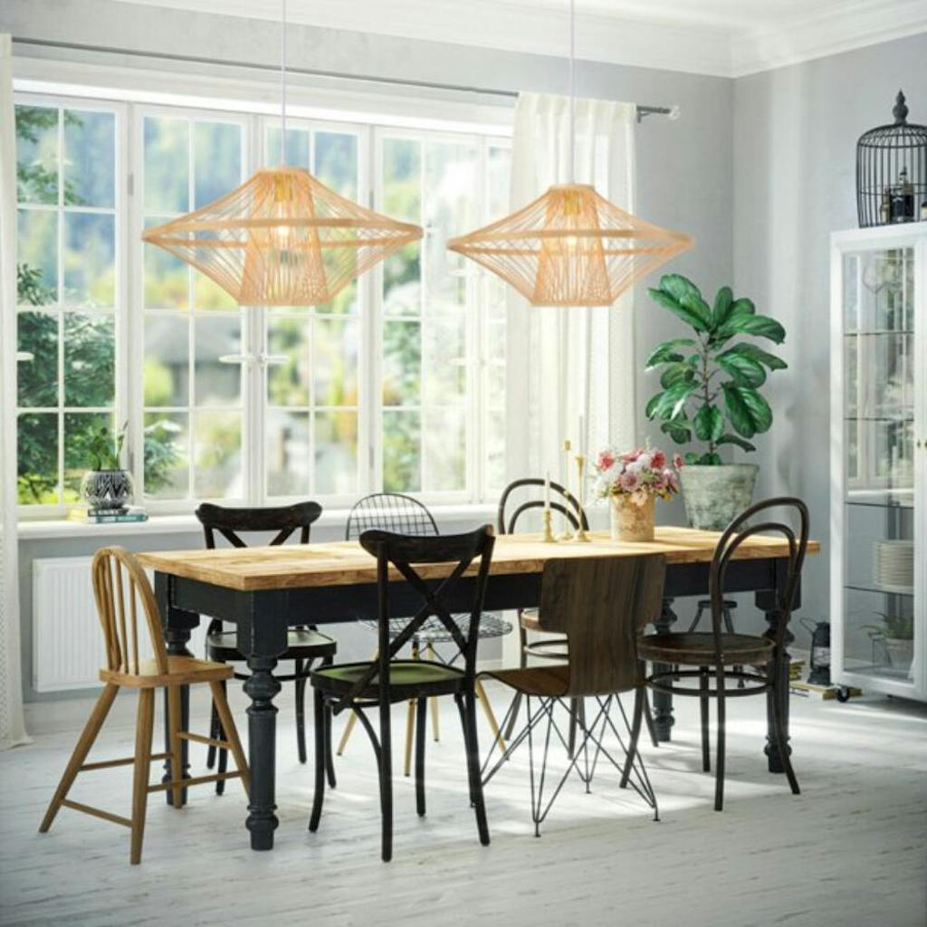 Handicraft Ceiling Light Mid-century Handmade Bamboo Lampshade Artisti ...