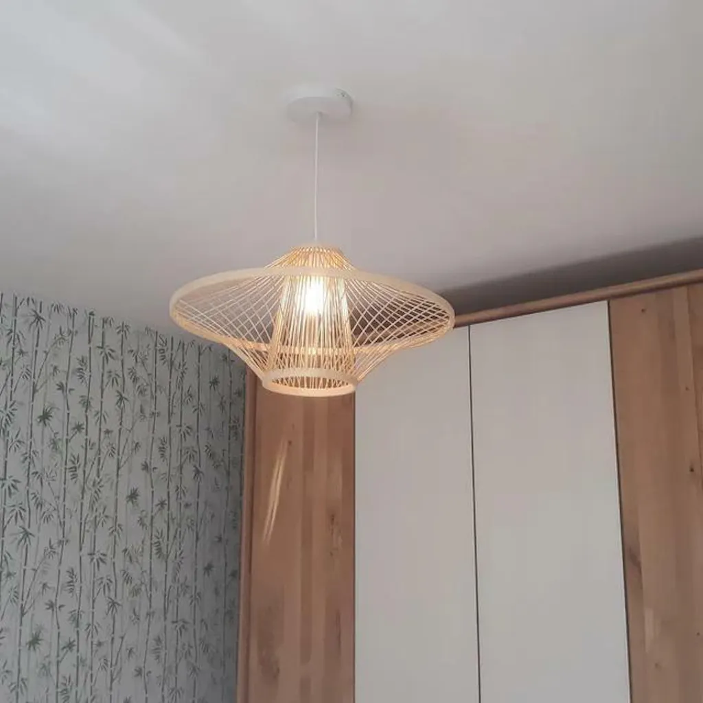 Handicraft Ceiling Light Mid-century Handmade Bamboo Lampshade Artisti ...
