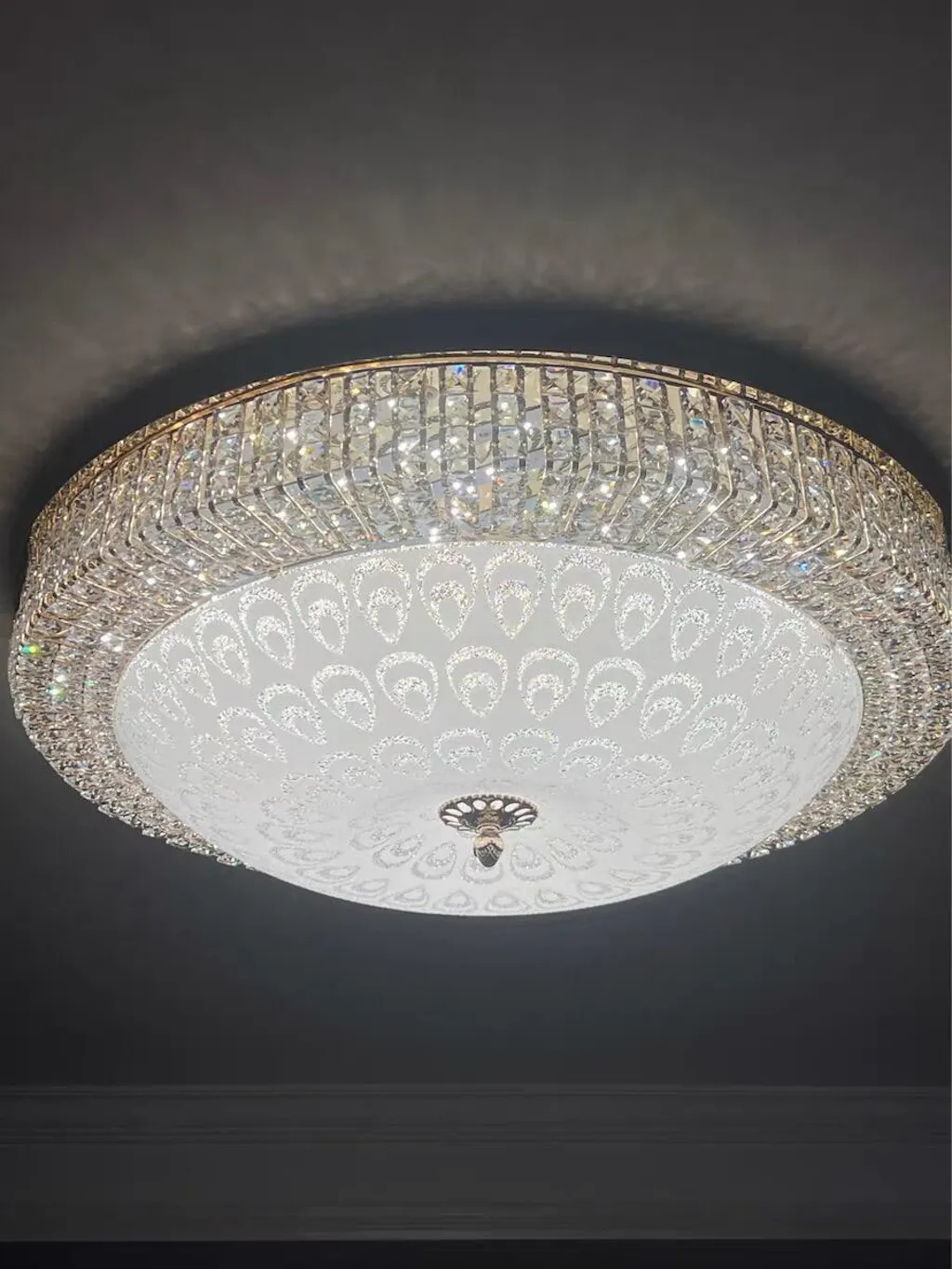 Lampsmodern Ceiling Lamp Modern Round Crystal Low Ceiling Light For Bedroom