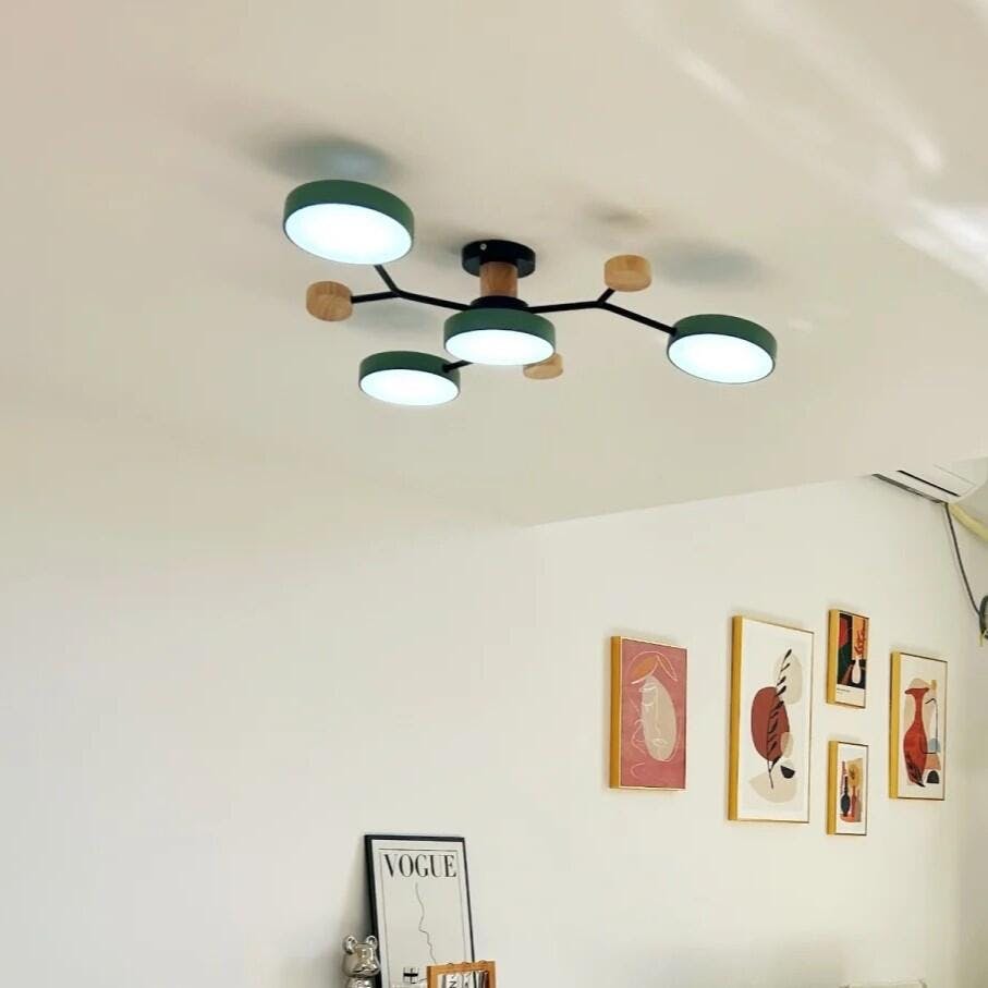 Lampsmodern Ceiling Light Contemporary Round Iron LED Semi-Flush Chandelier