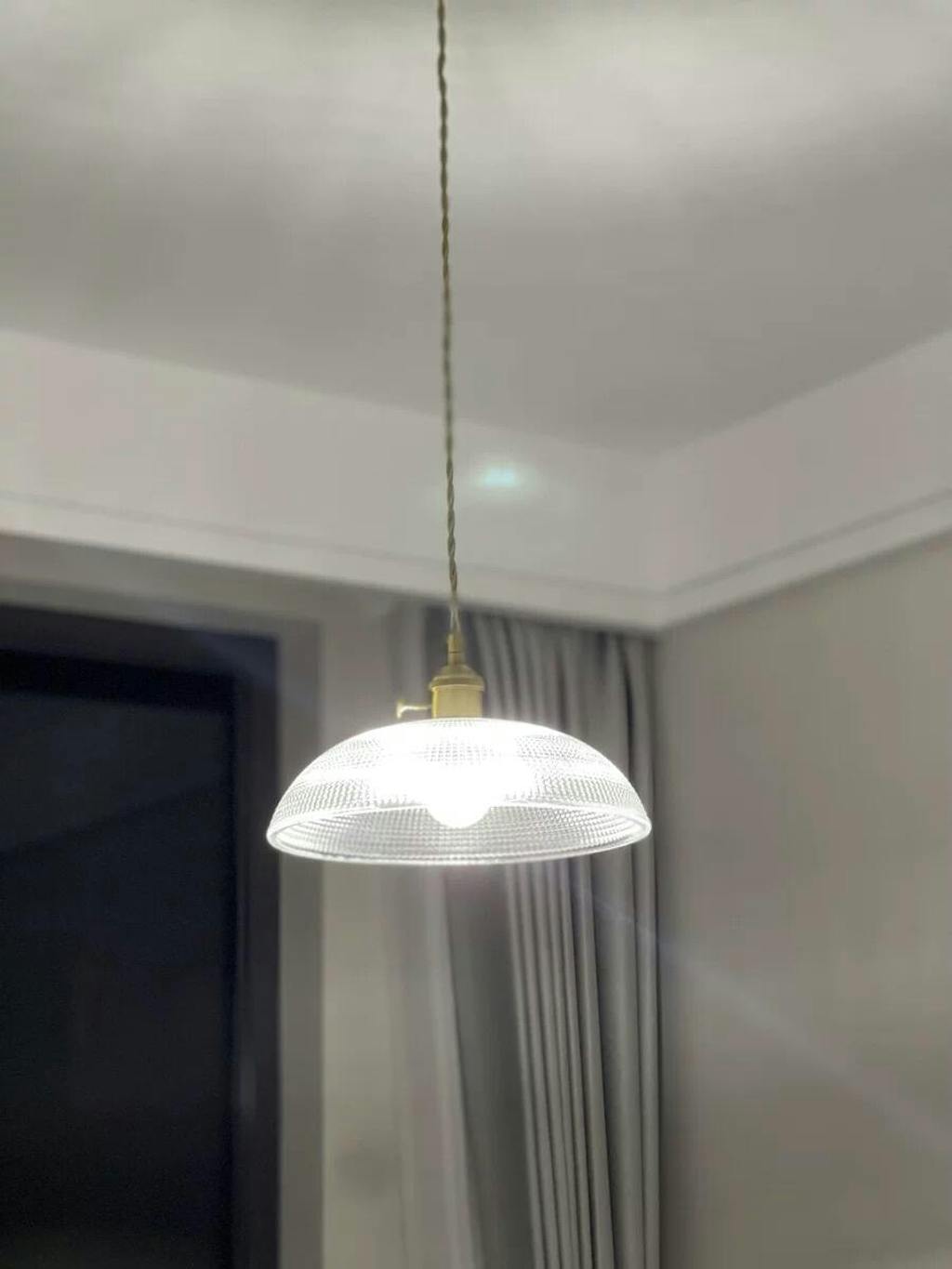 Lampsmodern Pendant Light Vintage INS Glass Ribbed Pendant Light