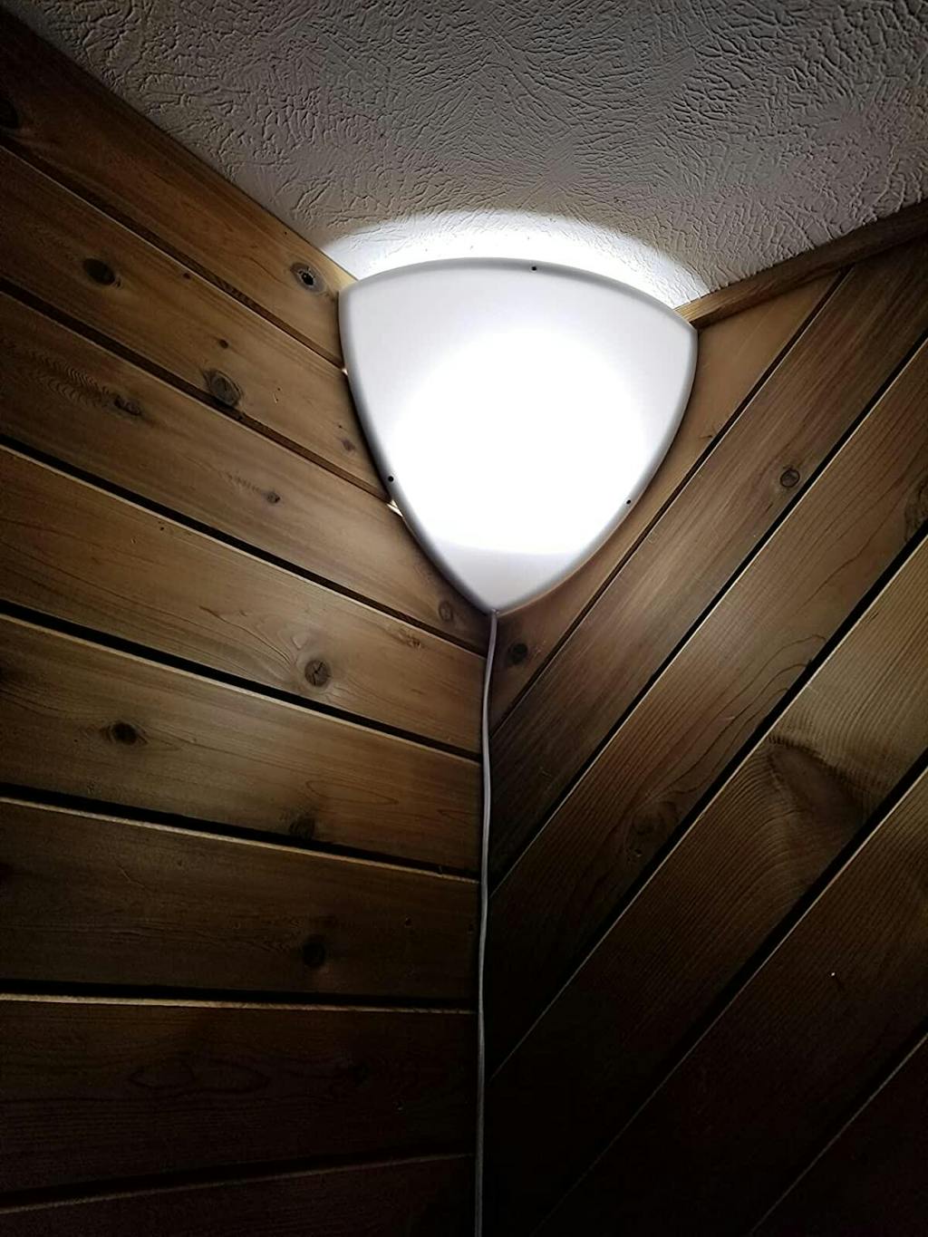 16"W Beacon Triangle Corner Light Plug-In Cord White by Home Concept