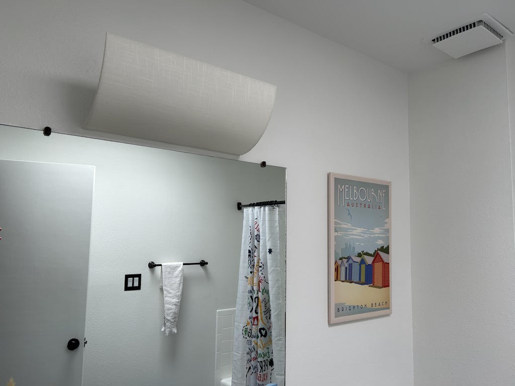 Moderne Vanity Light Cover Conversion Kit, 20"W White Textured Fabric ...