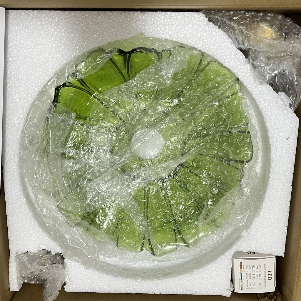 Art Deco Flower Glass Flush Mount Ceiling Light Clear/Green｜Las Sola